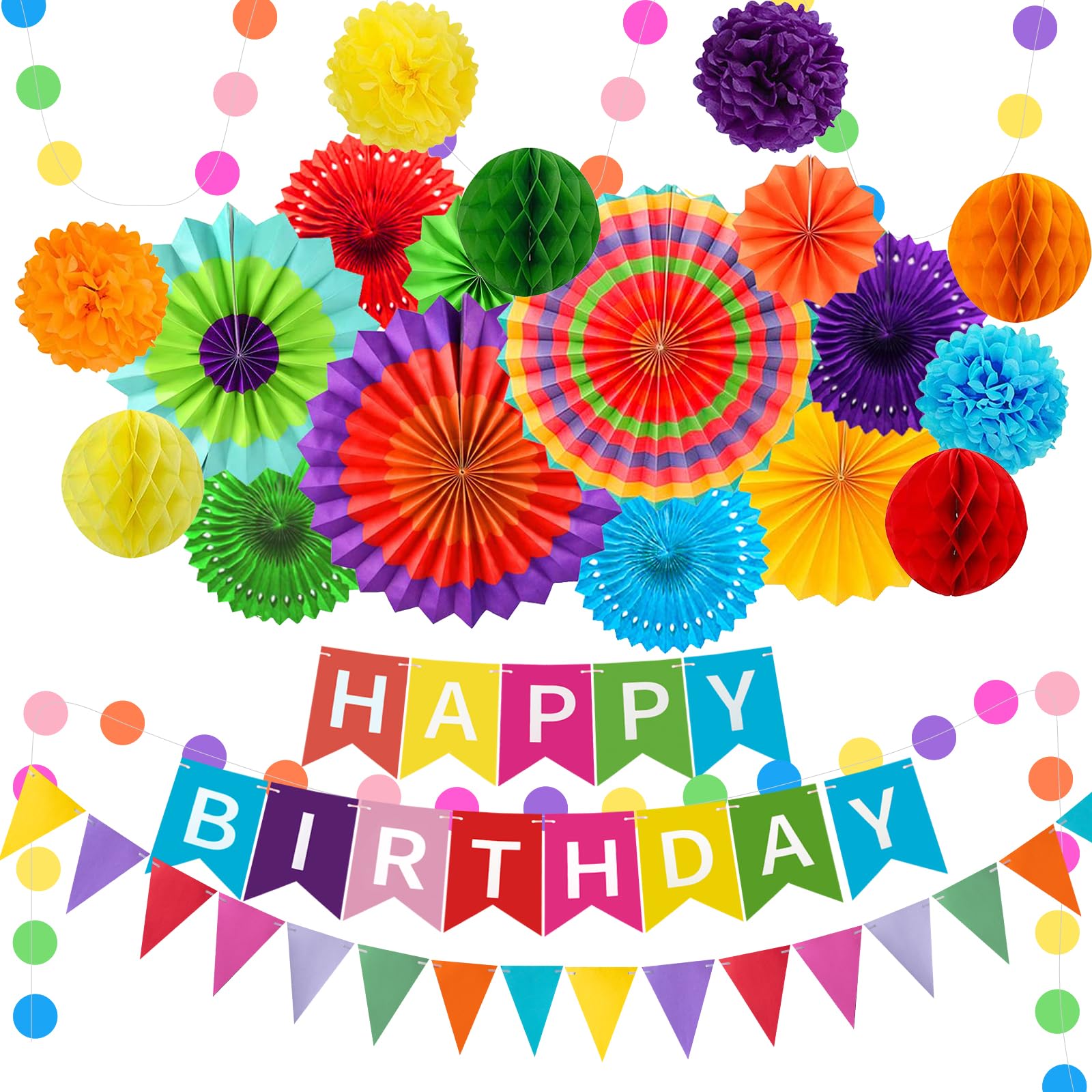 Amazon.com: Marwey Colorful Birthday Party Decoration, Multi Color ...
