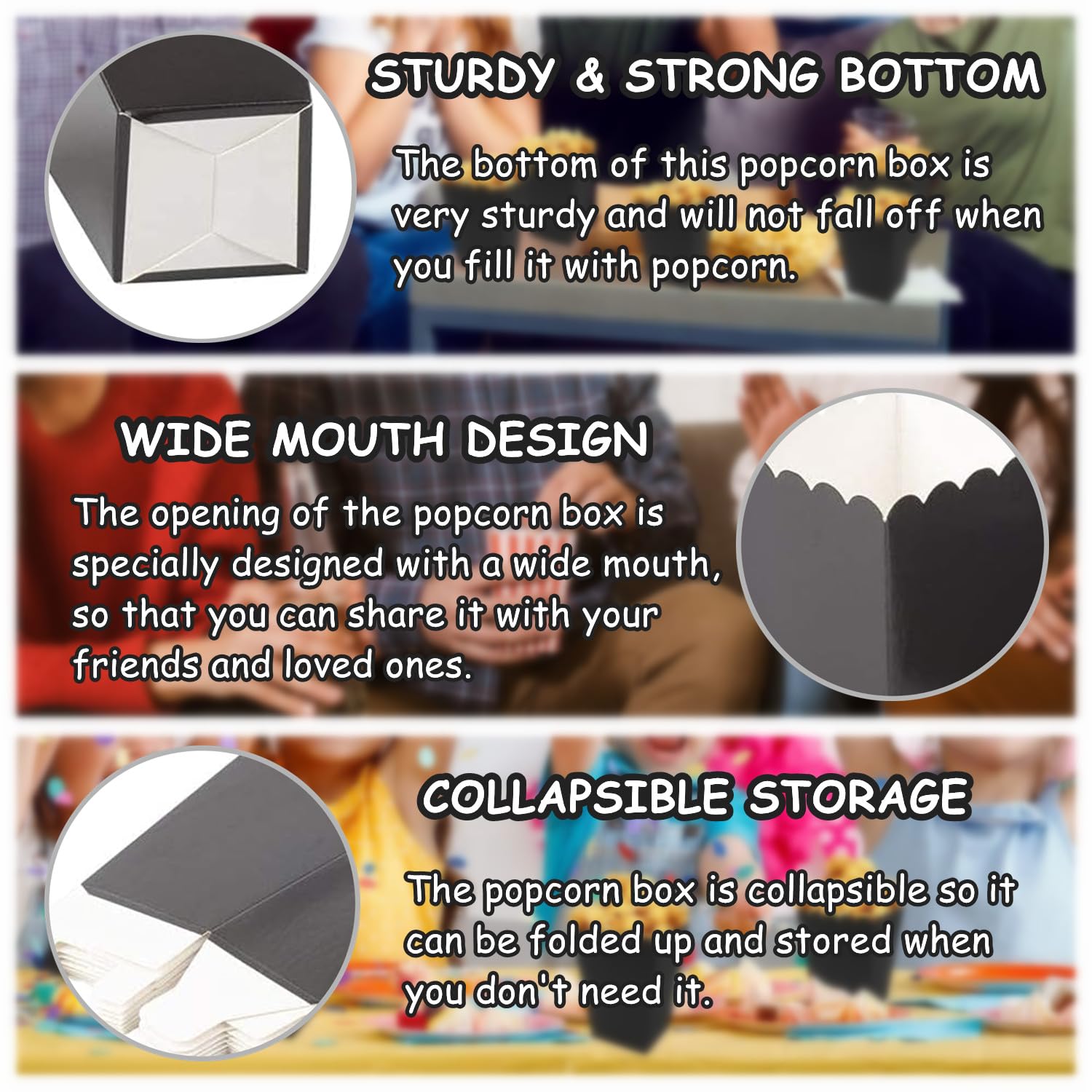 Snapklik.com : 200 Pcs Black Popcorn Boxes For Party, Mini Popcorn ...