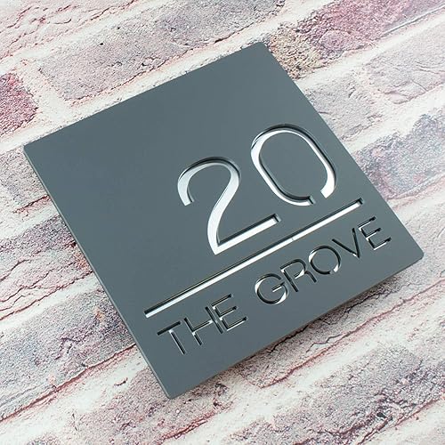 Contemporary Acrylic Floating Square House Sign - Modern Door Number ...