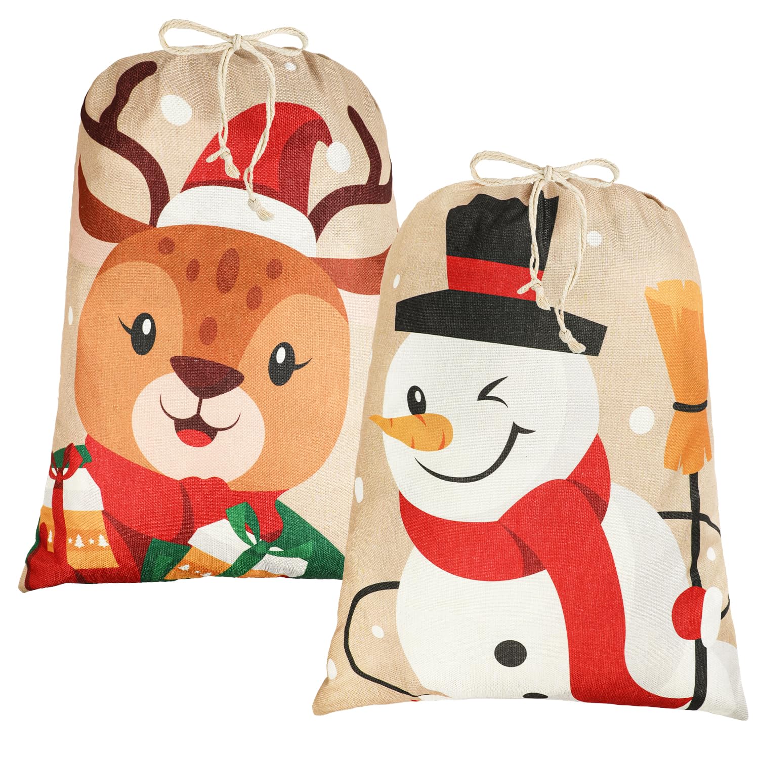 VEYLIN Large Christmas Sacks,2 Pieces Reusable Christmas Double-sided ...
