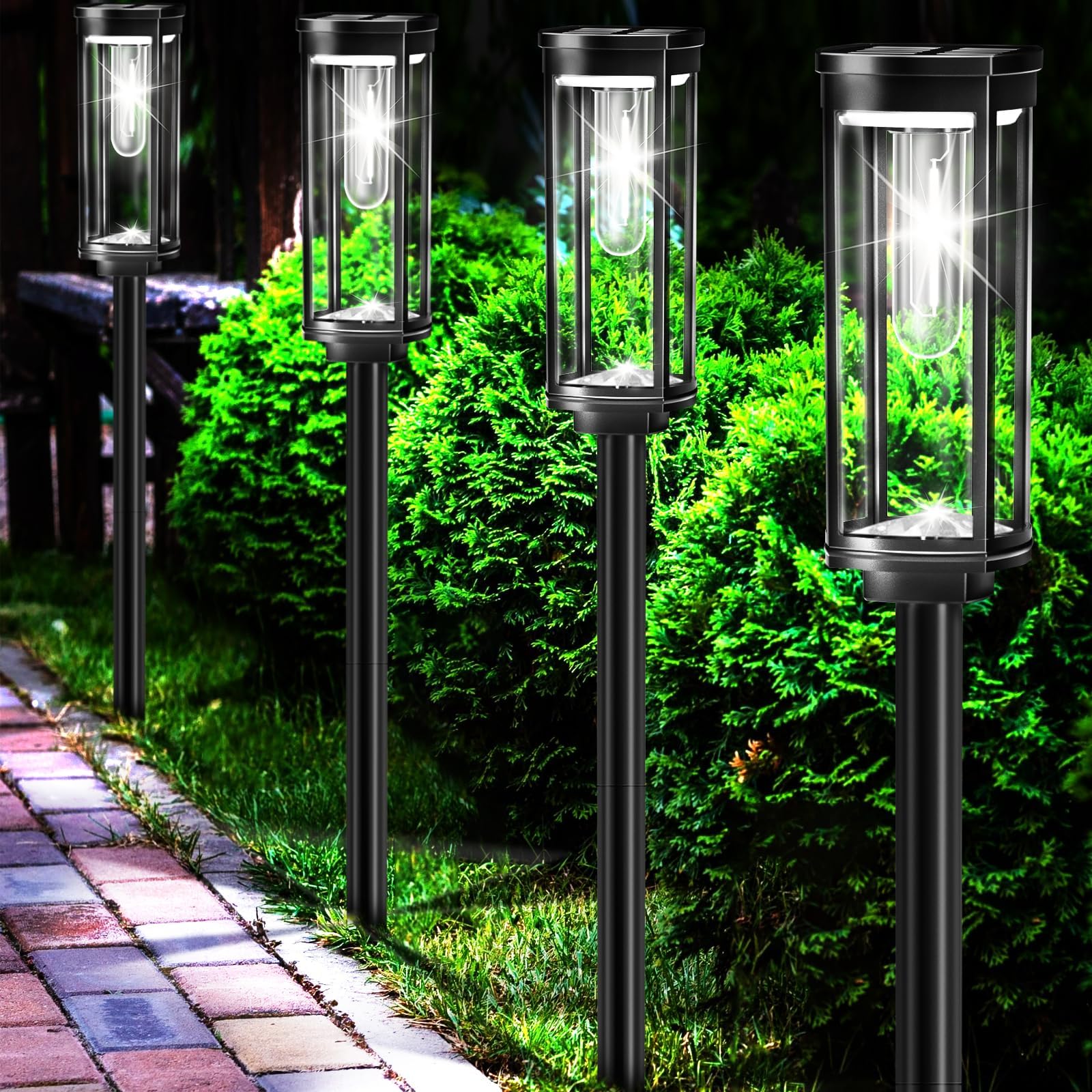 COXSENI Retro Solar Pathway Lights Outdoor 8 Pack + Modern Solar Path ...