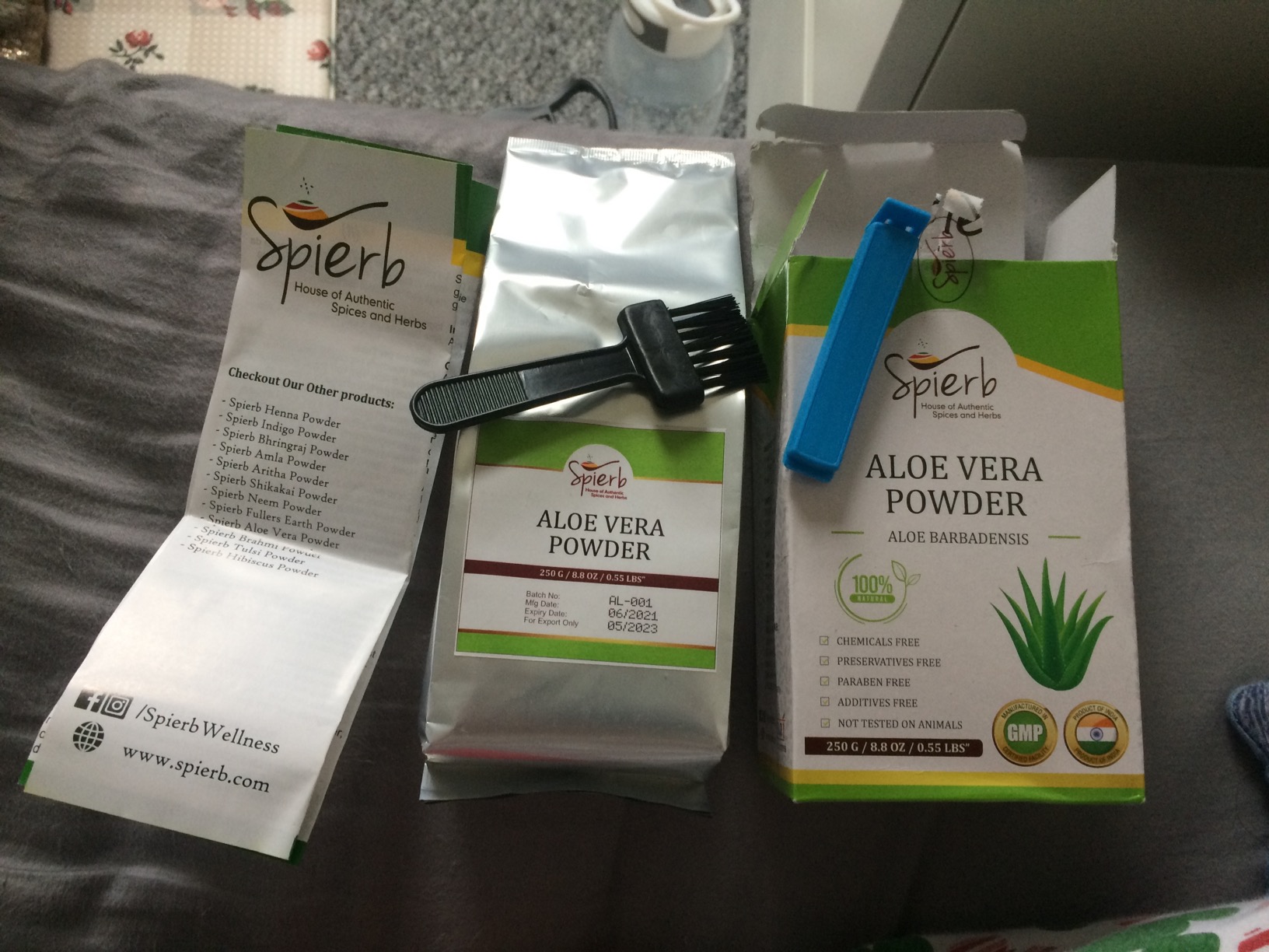 Spierb Aloe Vera Powder 250gm – 100% Natural Aloe leaf Powder for Hair ...