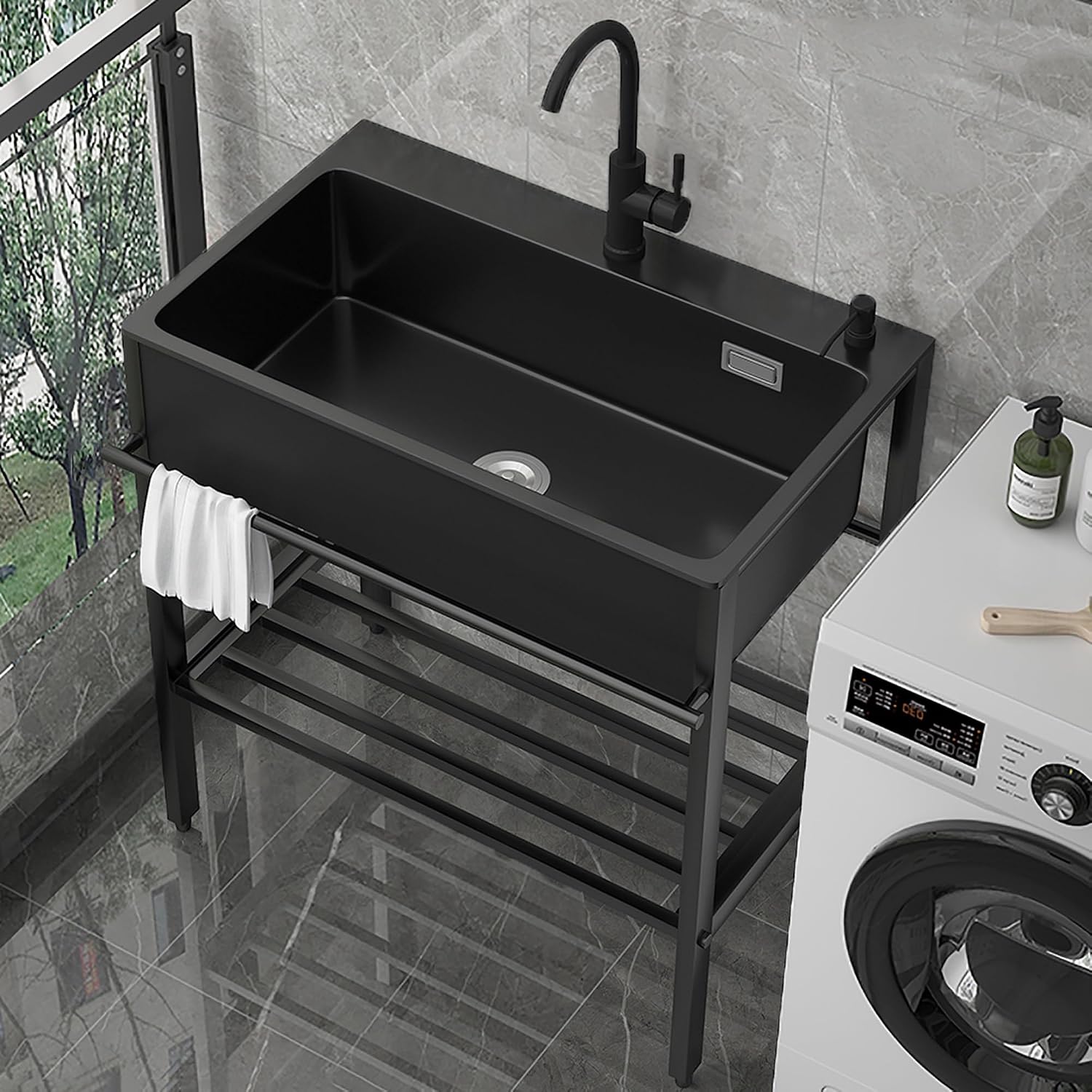 Multifunctional sink, quartz stone sink, kitchen sink, outdoor garden ...