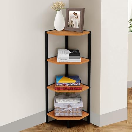 STAR WORK Set of 5 Tier Corner Shelf, Industrial Wall Corner Bookshelf ...