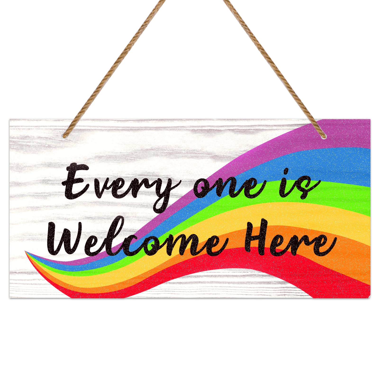 Amazon.com: PETCEE Everyone Is Welcome Here Door Sign, 6"x12" Rainbow ...