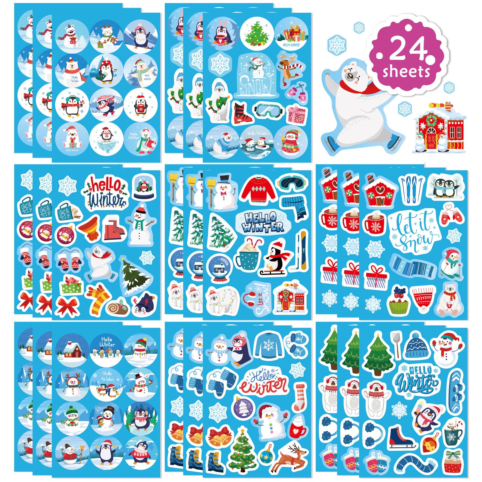 Amazon.com: 330 PCS Winter Stickers for Kids, Winter Holiday Stickers ...