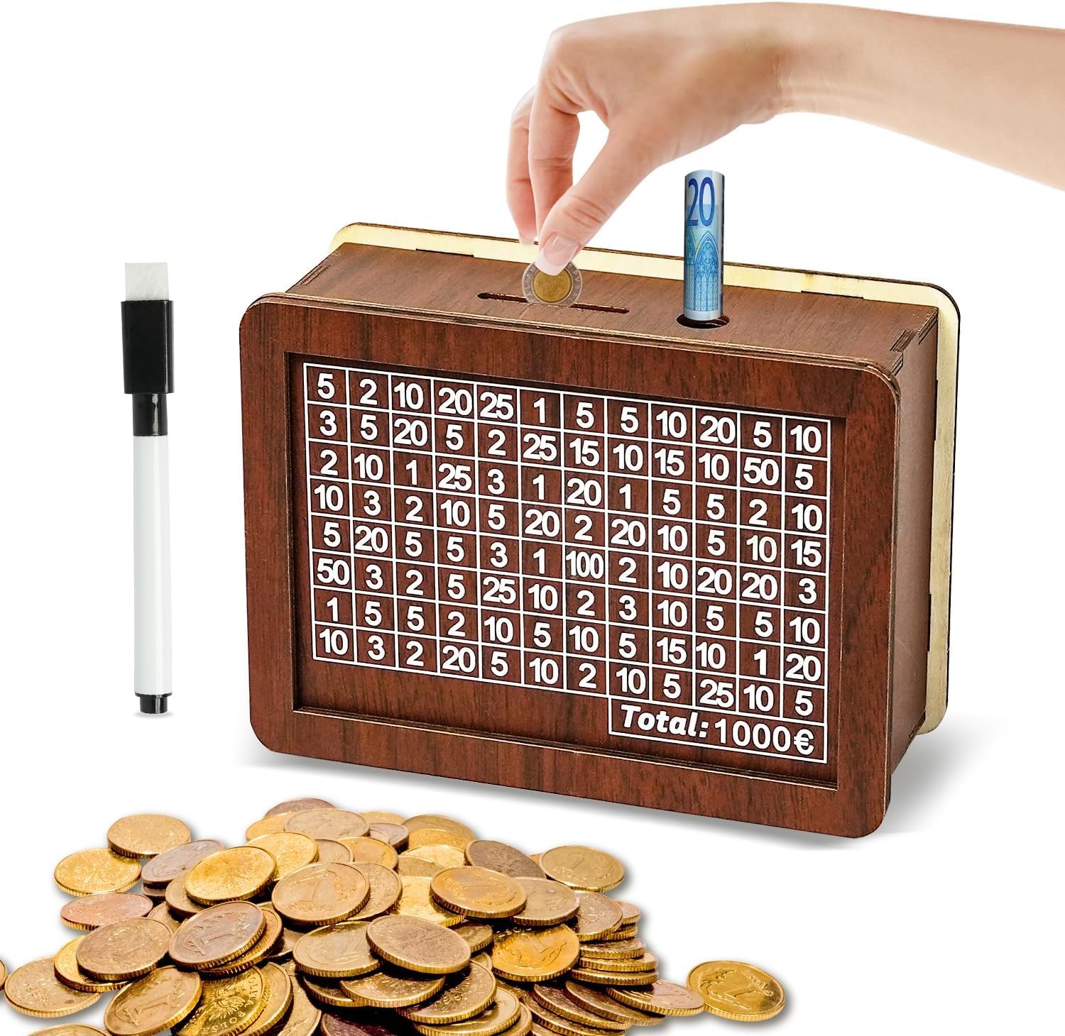 Wooden Money Box, Money Saving Box With Counter, Reusable Money Jar for ...