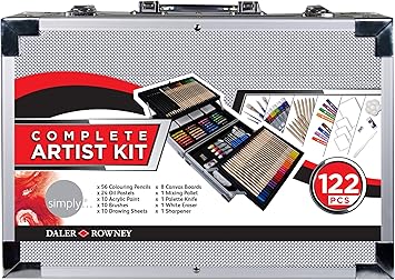 Amazon.com: Daler Rowney Complete Artist Kit 122 pcs w/metal carrying ...