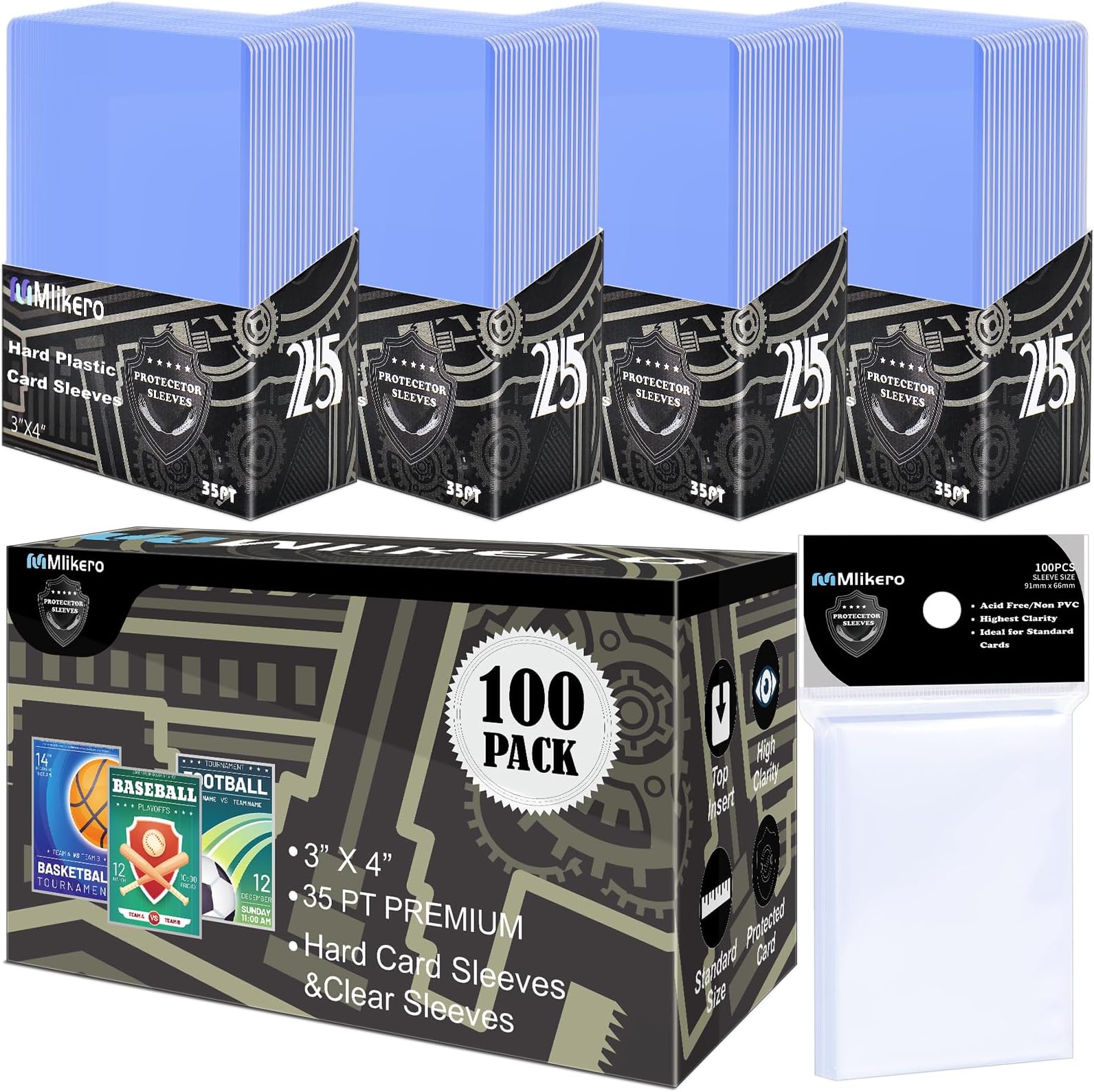 Amazon.com: 10 Pack Trading Card 3" x 4" Thick 130 Point 3.3 mm ...
