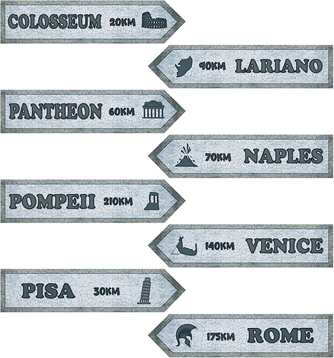 Amazon.com: Dunzoom 8 Pcs Italian Street Sign Paper Cutouts Travel ...