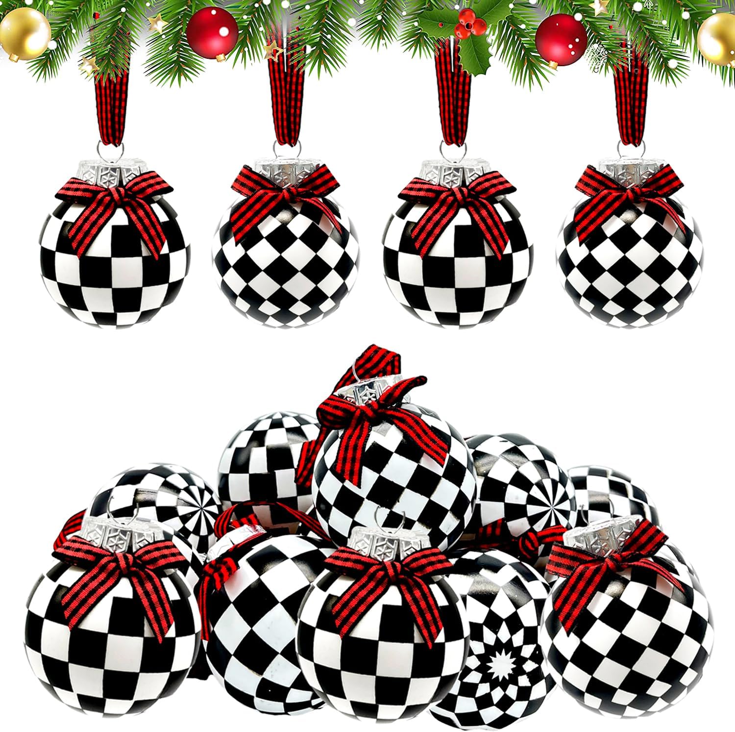 Amazon.com: 12 Pieces Black and White Winter Balls Black and White ...
