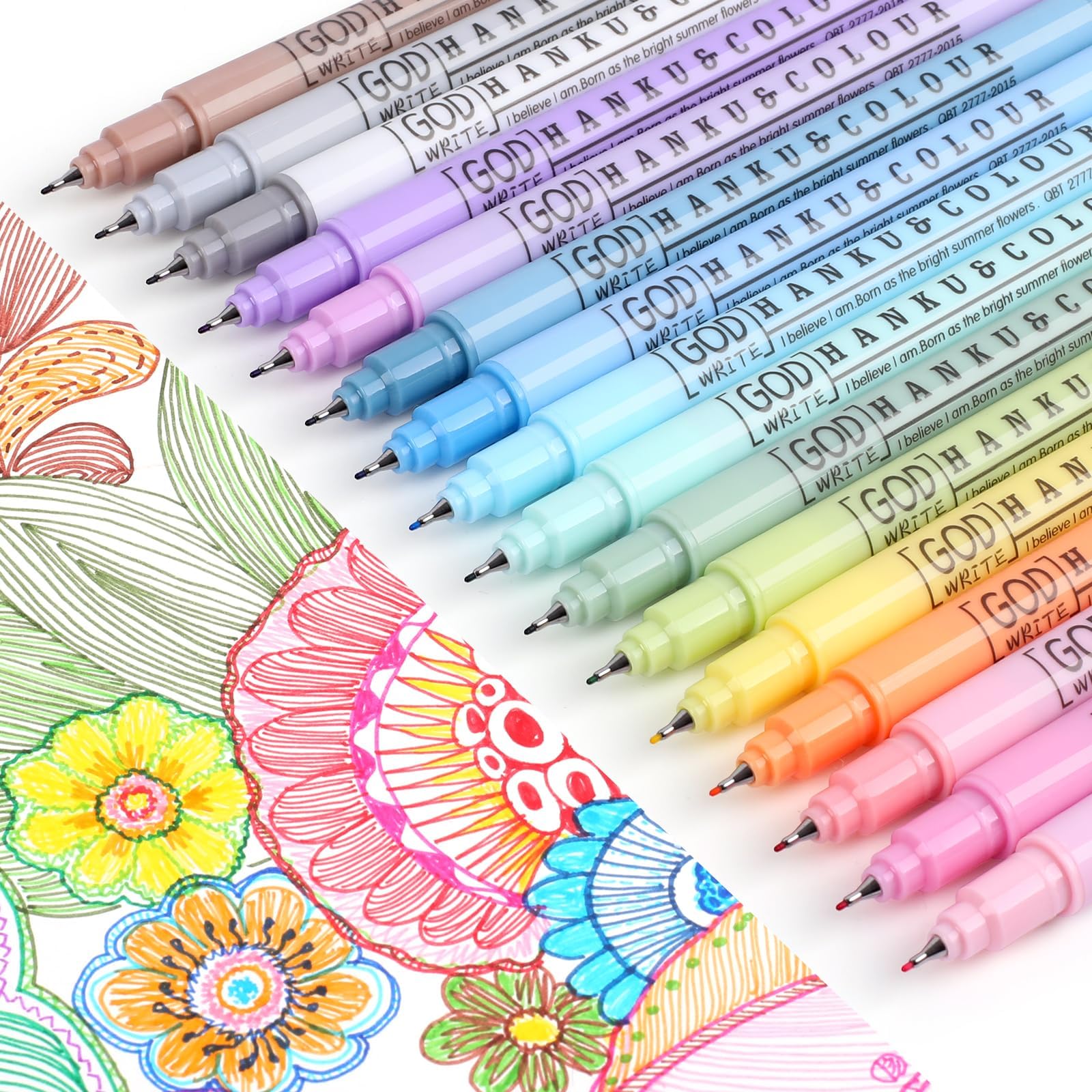 Amazon.com: HANKU 0.38mm Fine Point Pen,16 Pack Colored Fineliner Bible ...