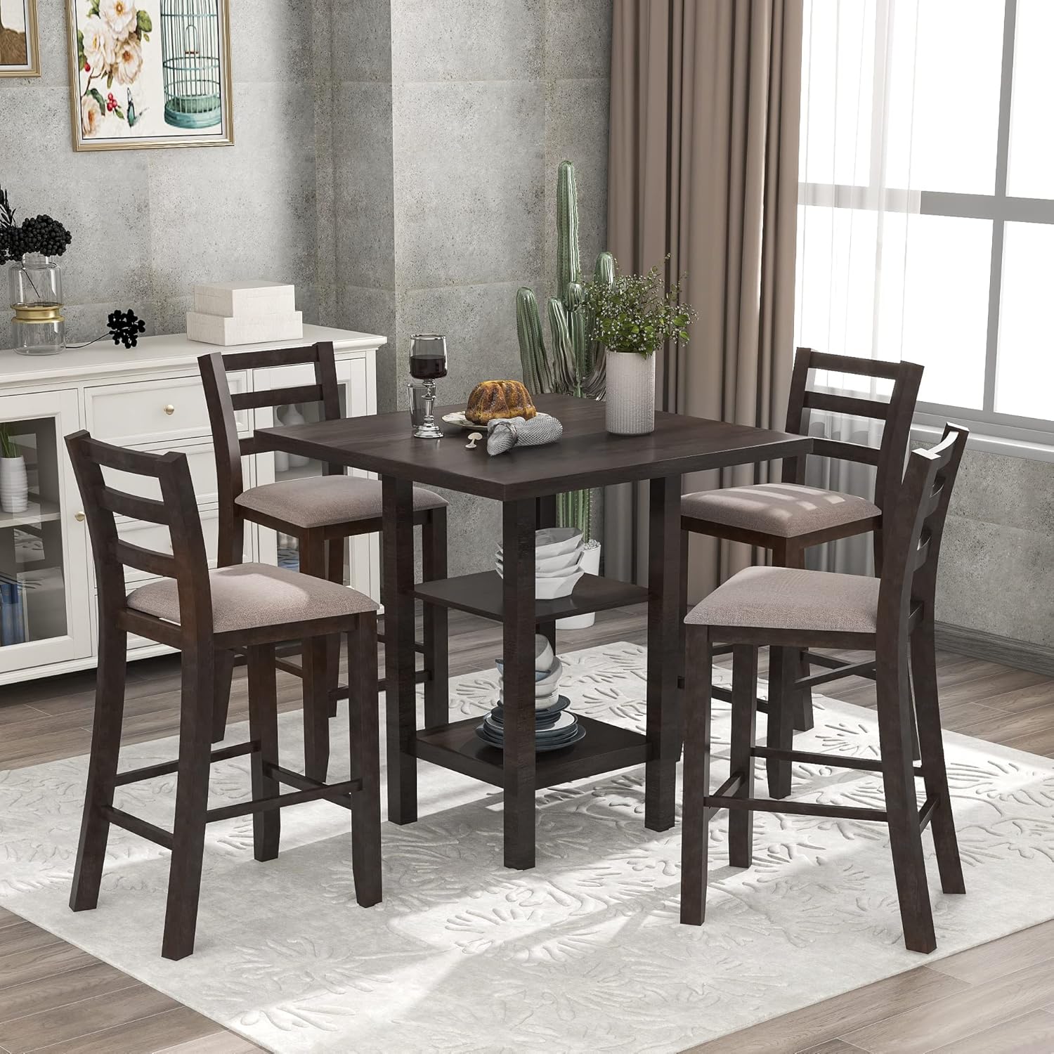 Amazon.com - LUMISOL 5-Piece Counter Height Dining Table Set, 5 Piece ...