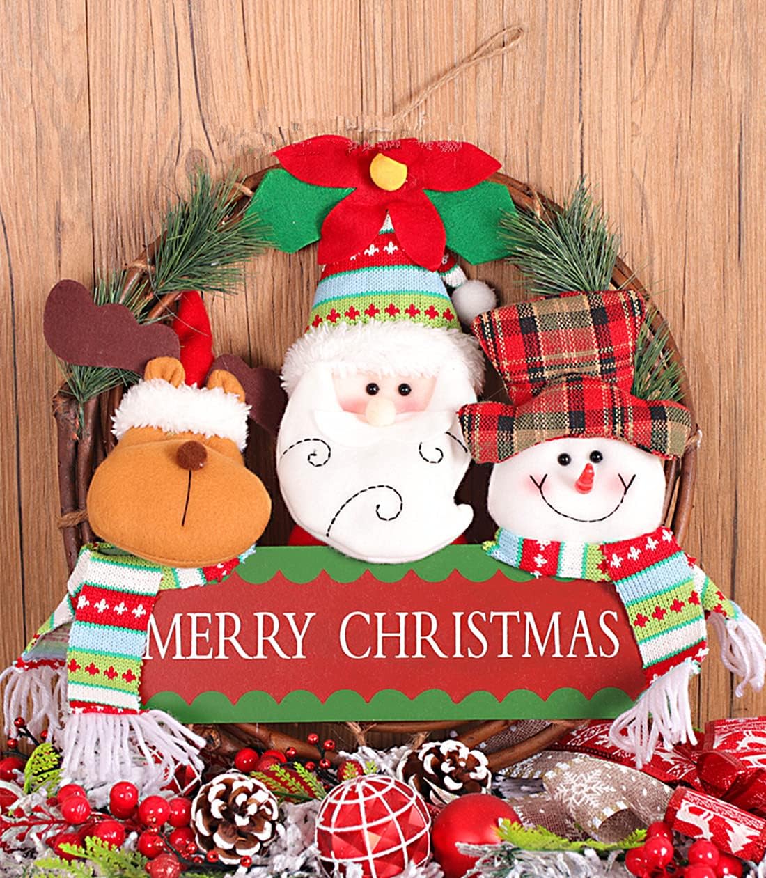 zxcvbnn Christmas Wreaths Front Door Candy Cane Wreath Christmas Reef ...