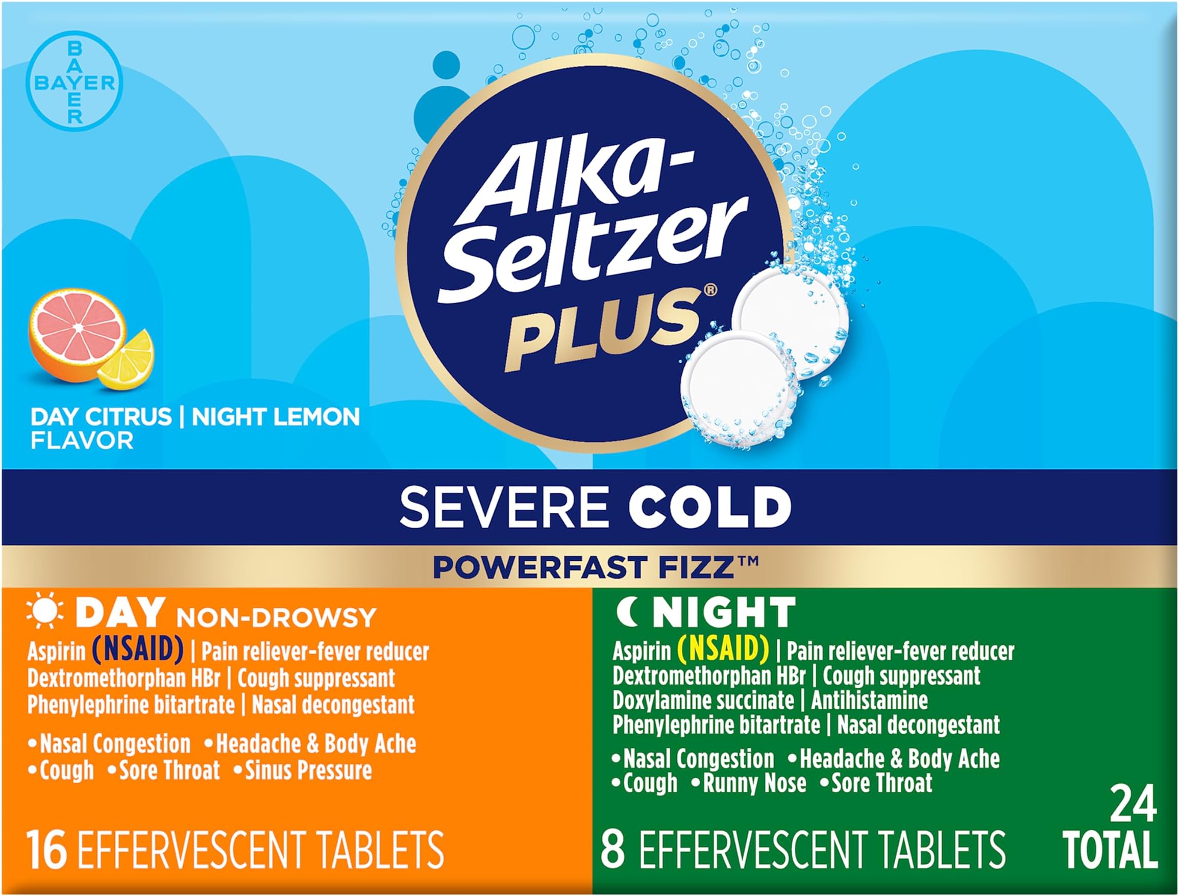 Amazon.com: Alka-Seltzer Plus Severe Cold & Flu Effervescent, Citrus ...