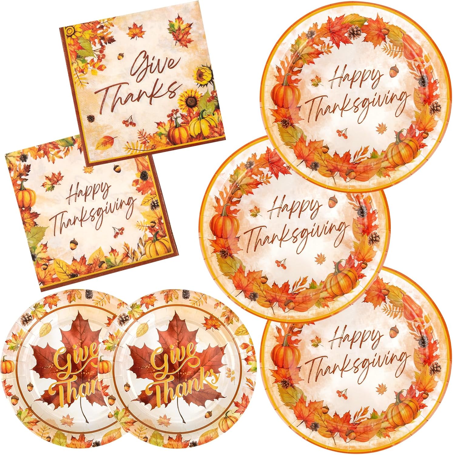 Amazon.com: 150 PCS Thanksgiving Fall Party Supplies Kit, Serve 50 ...