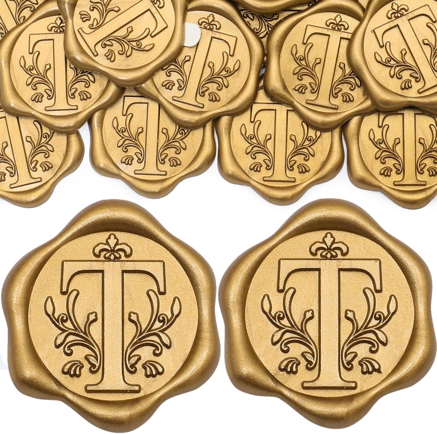 Amazon.com: SWANGSA 50 Pack Letter T Wax Seal Stickers, Antique Gold ...