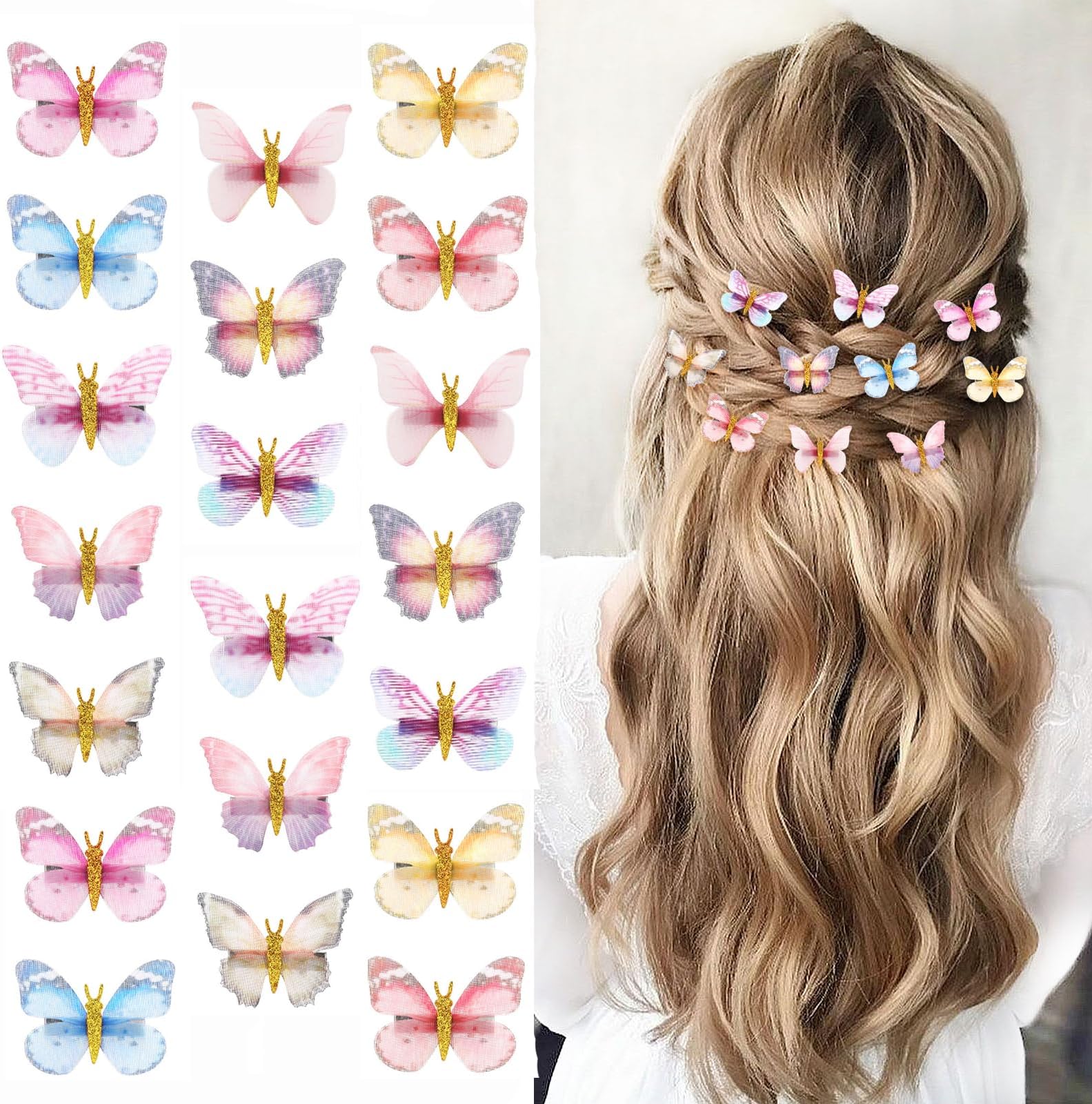 Amazon.com : Paderison 20Pcs Butterfly Hair Clips for Kids Moving ...