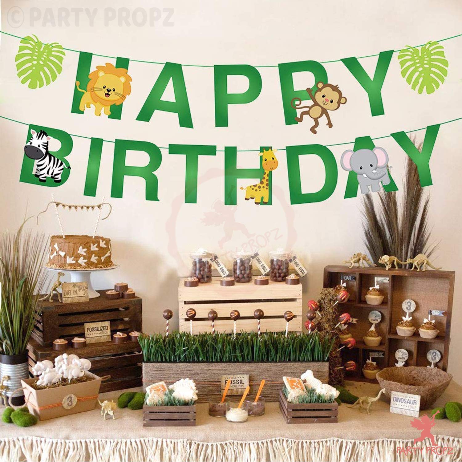 Buy Party Propz Jungle Theme Happy Birthday Banner-for Lion King Farm ...