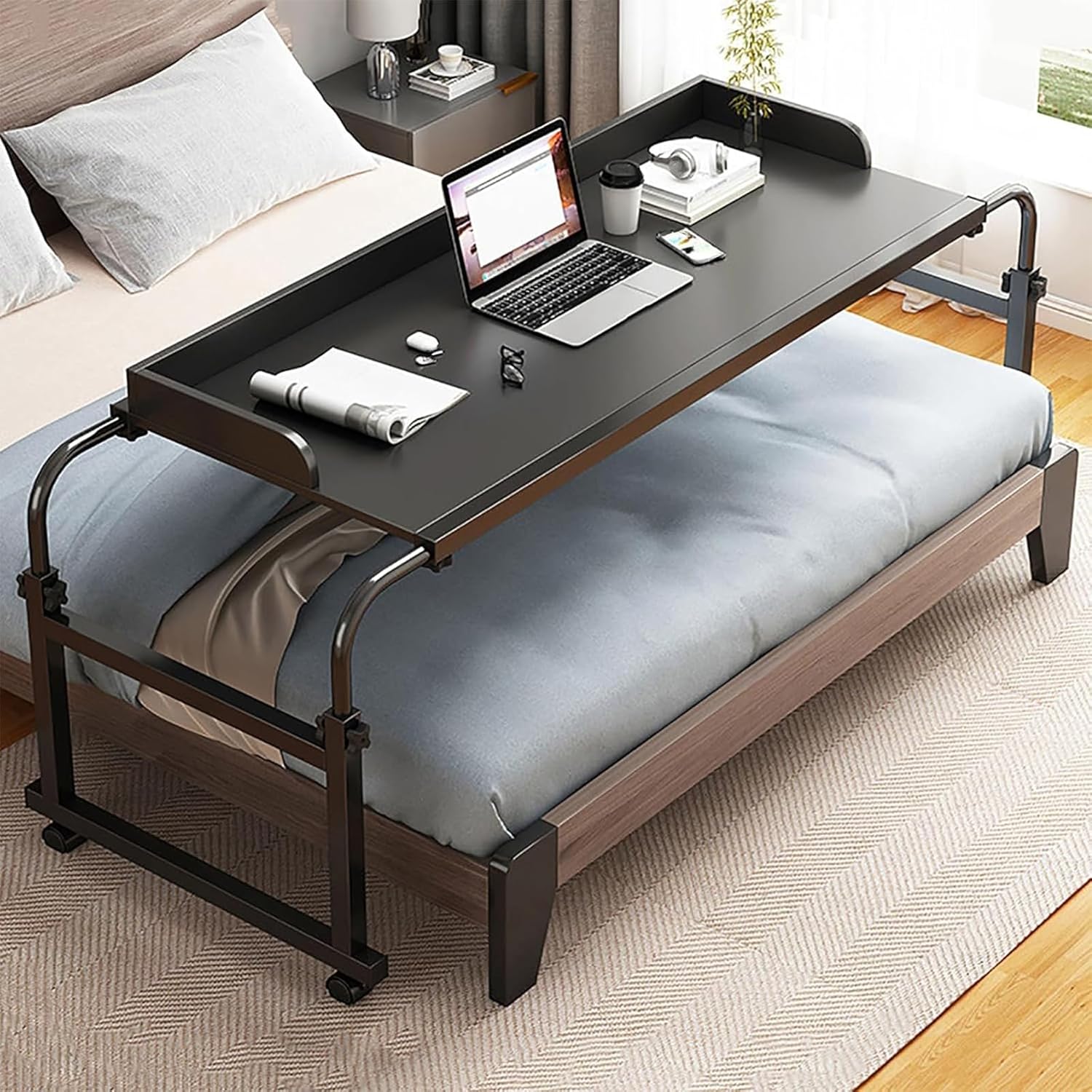 Amazon.com: RUJYSLTO Overbed Table with Wheels,Rolling Bed Desk,Height ...