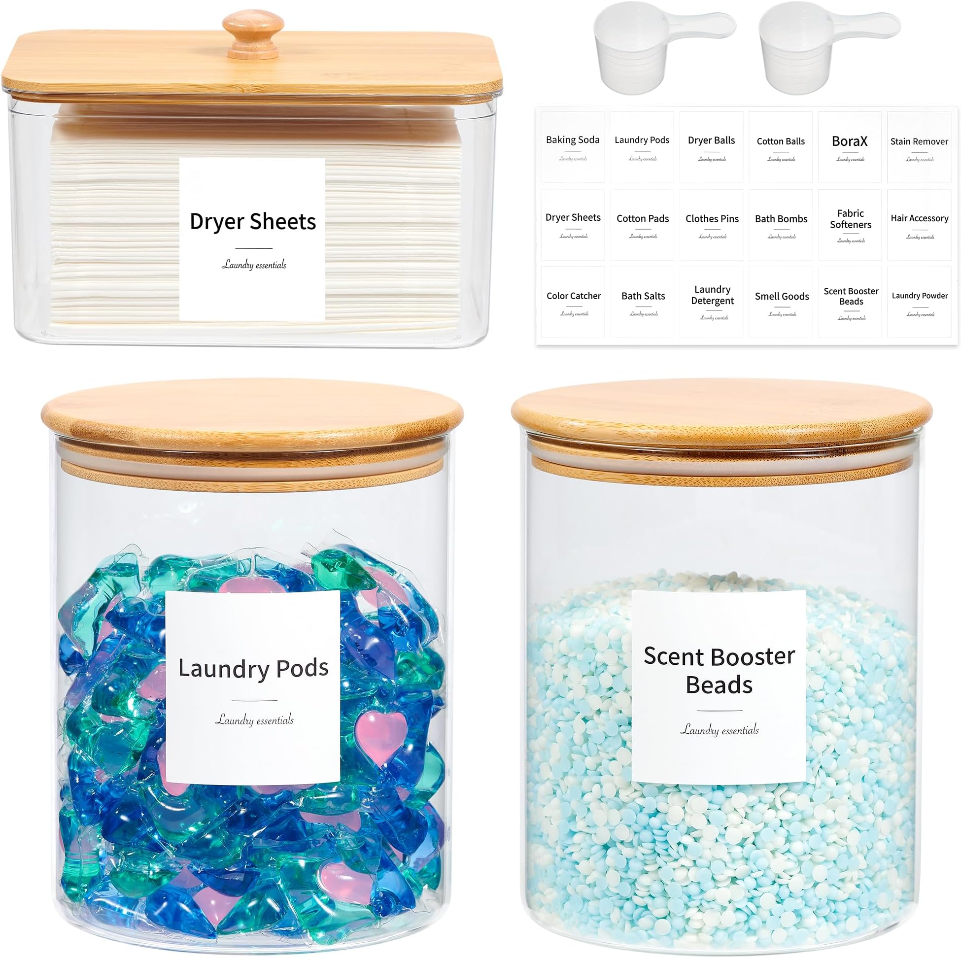 Amazon.com: Glass Laundry Jars with Airtight Lids - Kitchen & Laundry ...