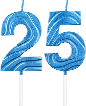 Amazon.com: iNINGER Blue Number Candles,Number 25 Birthday Candle ...