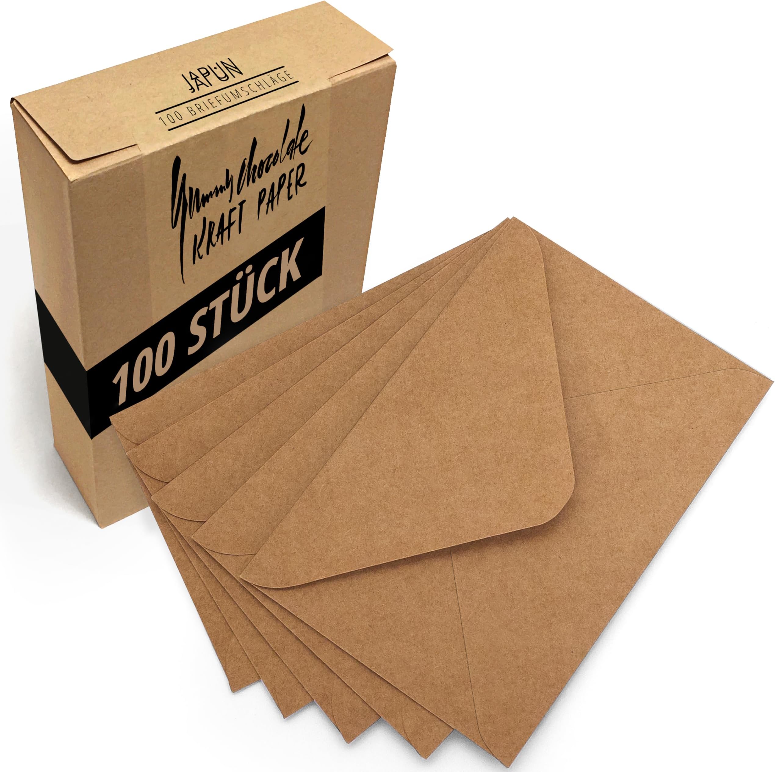 Japun – Briefumschläge (100 Stück) aus braunem vintage Kraftpapier ...