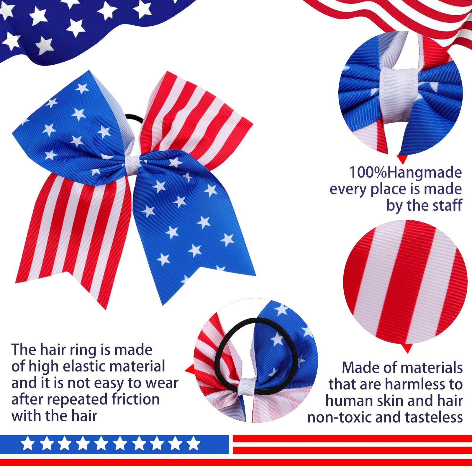 American Flag Cheer Bow