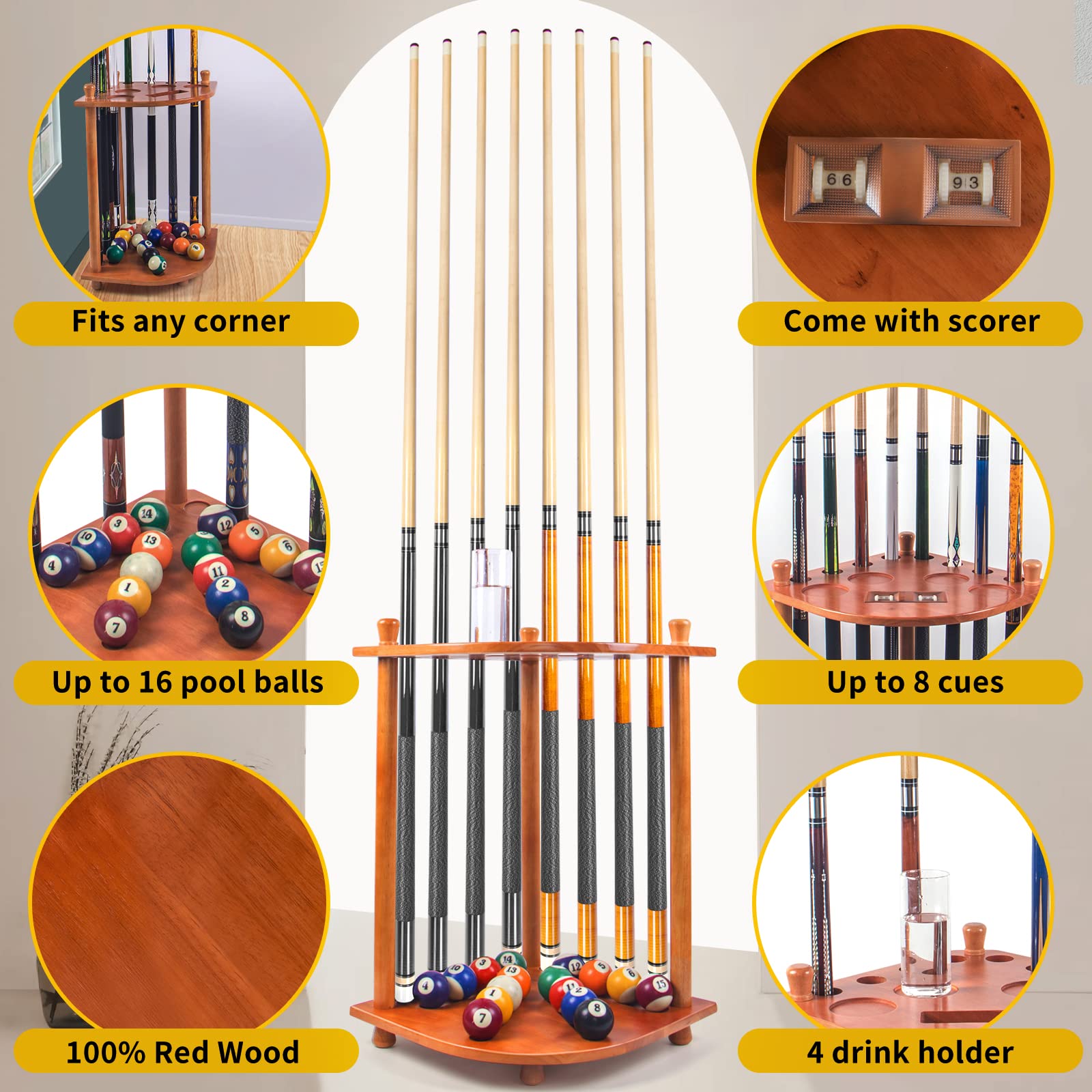 Snapklik.com : Pool Cue Stick Holder 53 Cm