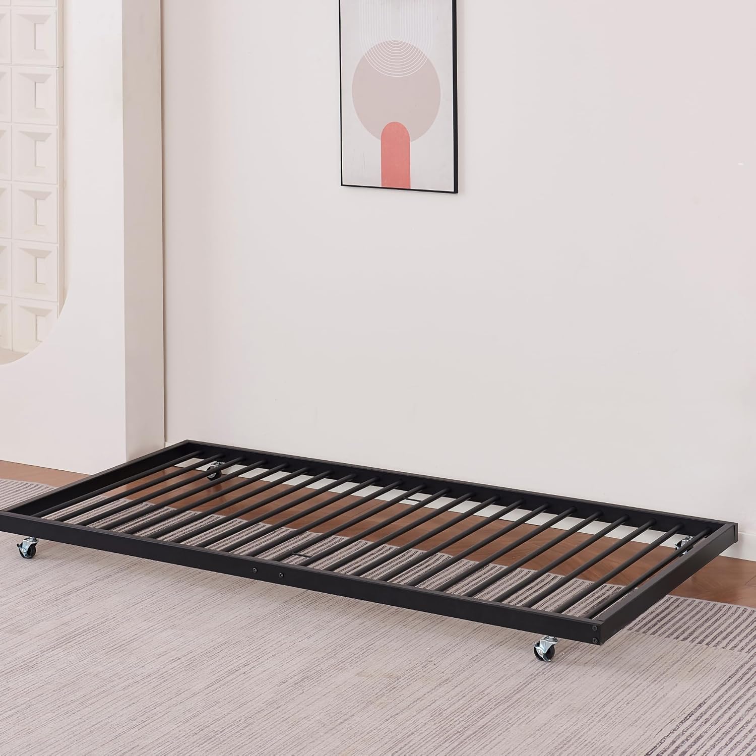 Reinforced Beds, WALTON TRUNDLE BED, 90x185cm, Black, Trundle with ...
