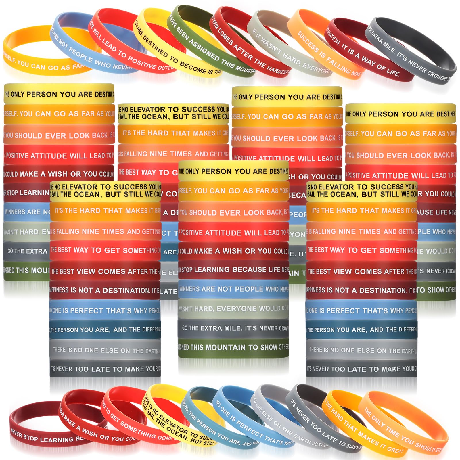 Amazon.com: 00 Pieces Inspirational Silicone Wristbands Motivational ...