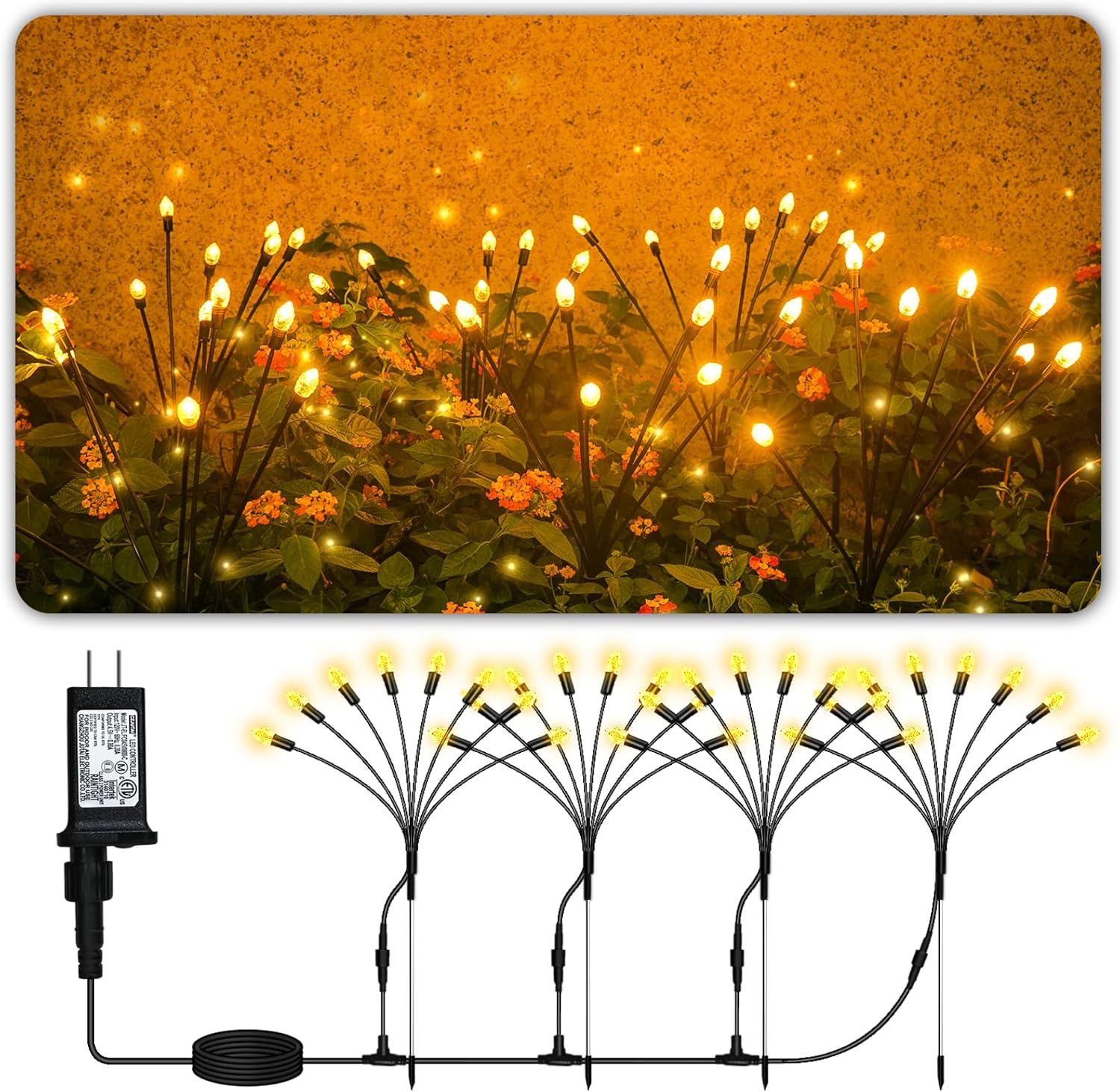 Aulanto Firefly Lights Outdoor Waterproof 4 Pack, 32 LED Low Voltage ...