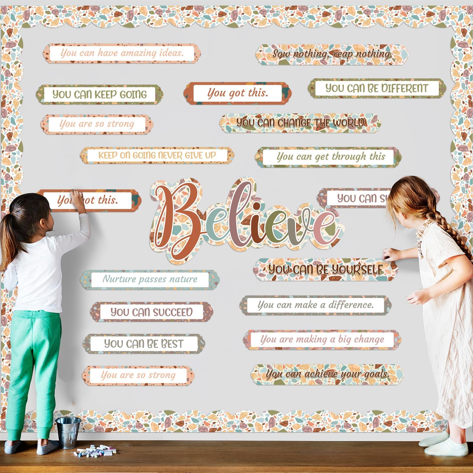 Amazon.com : Humyoun 40 Pcs Boho Terrazzo Bulletin Board Decorations ...