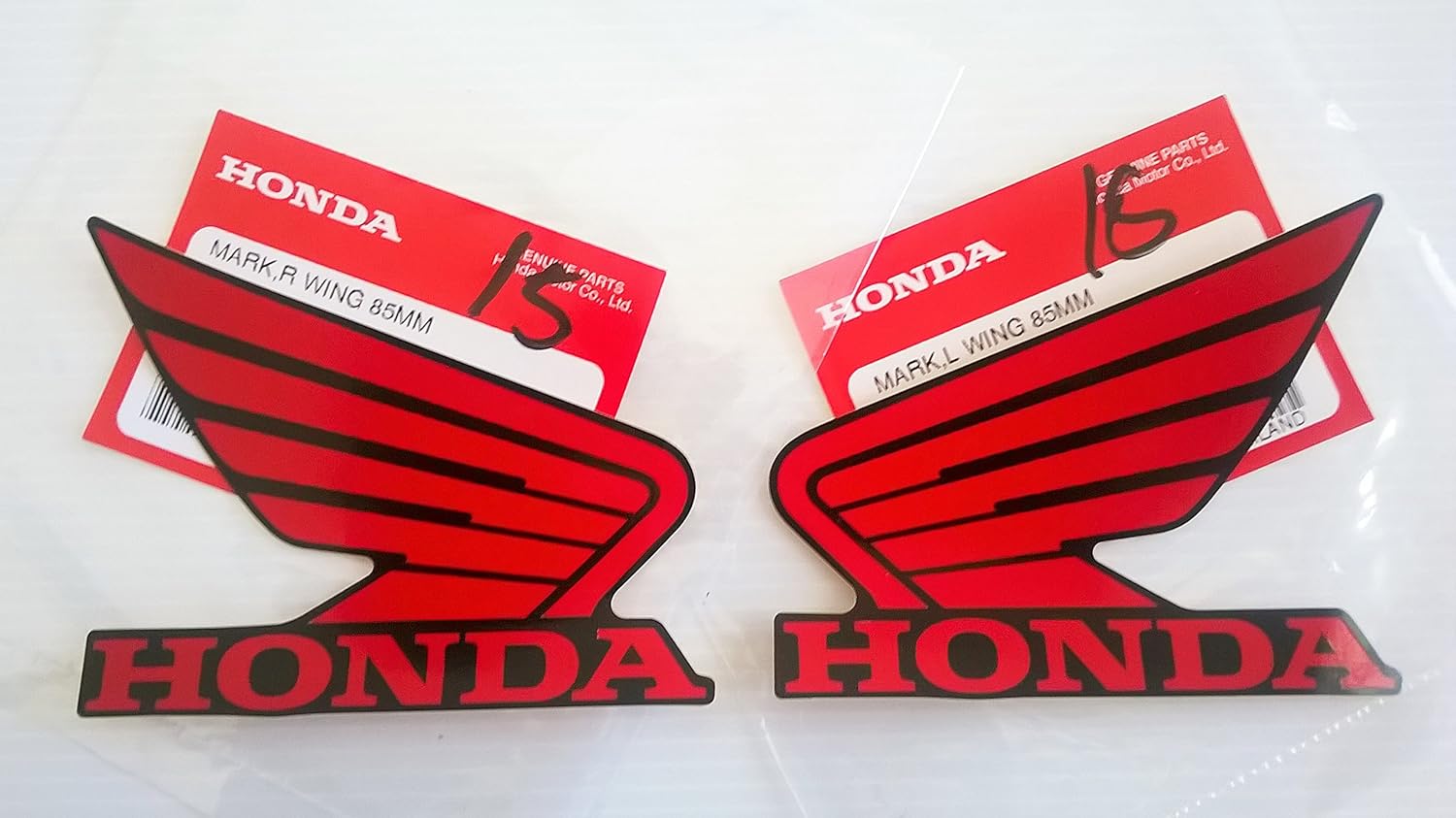 Honda Wings Fuel Tank Gas Tank Stickers Decals 2 x 85mm RED/BLACK Left ...