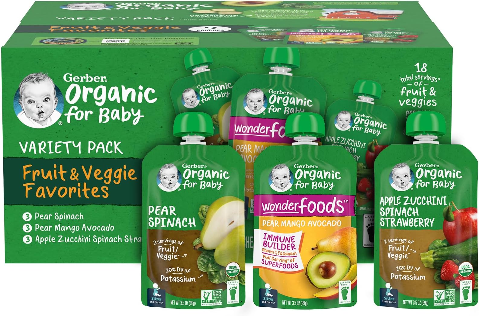 Amazon.com : Gerber 2nd Foods Organic for Baby, Fruit and Veggie ...