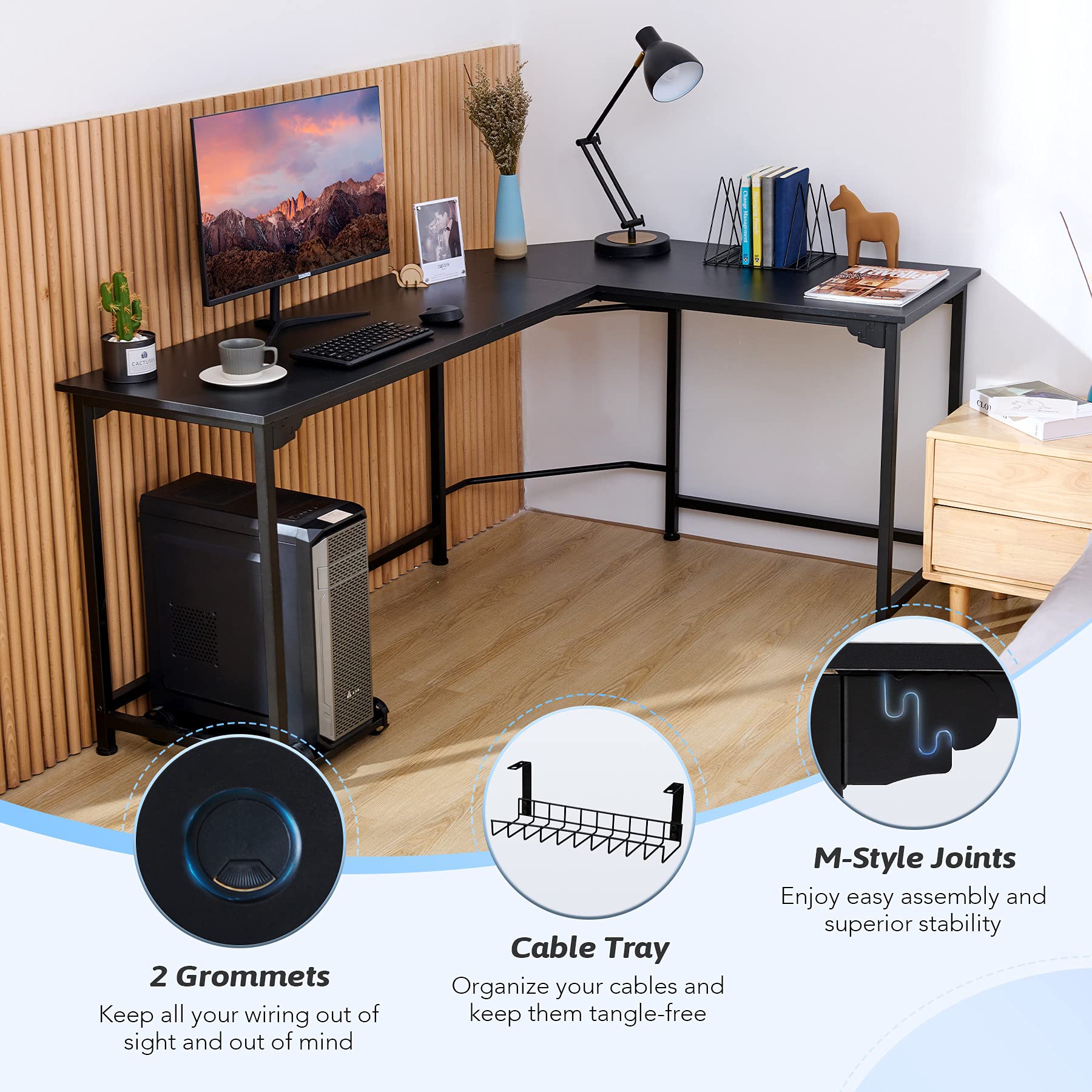 Buy CO-Z L Shaped Computer Desk with Tower Stand, Corner Desk with ...