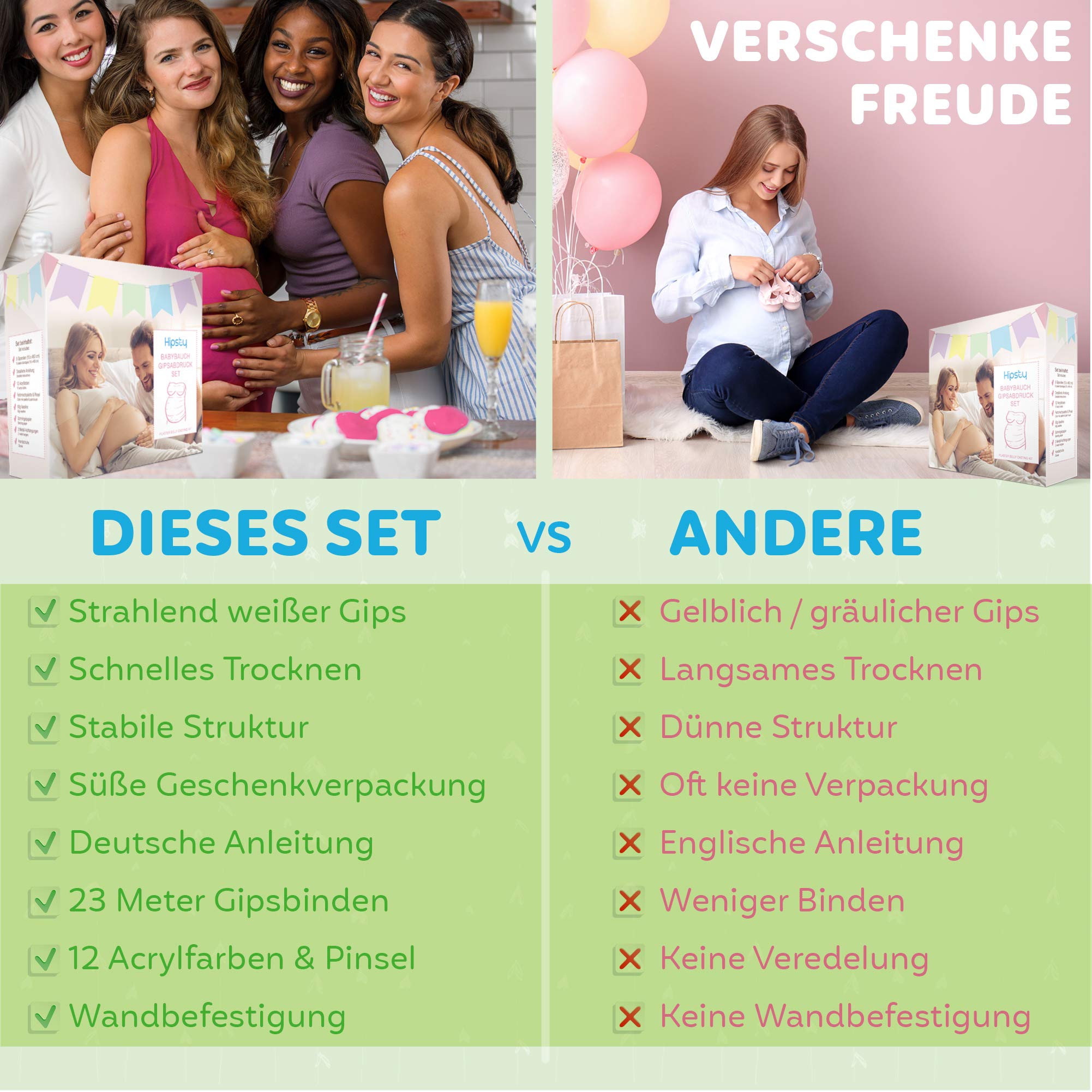 Buy Hipsty Plaster Cast Baby Belly Set with (23 m) Plaster Bandages, 12 ...