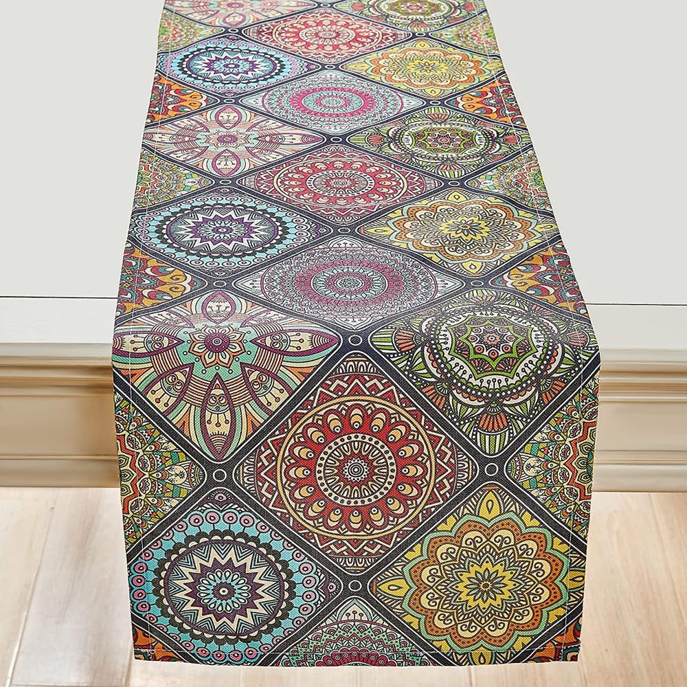 Amazon.com: Kaxich Bohemian Vintage Table Runner Boho Geometric ...