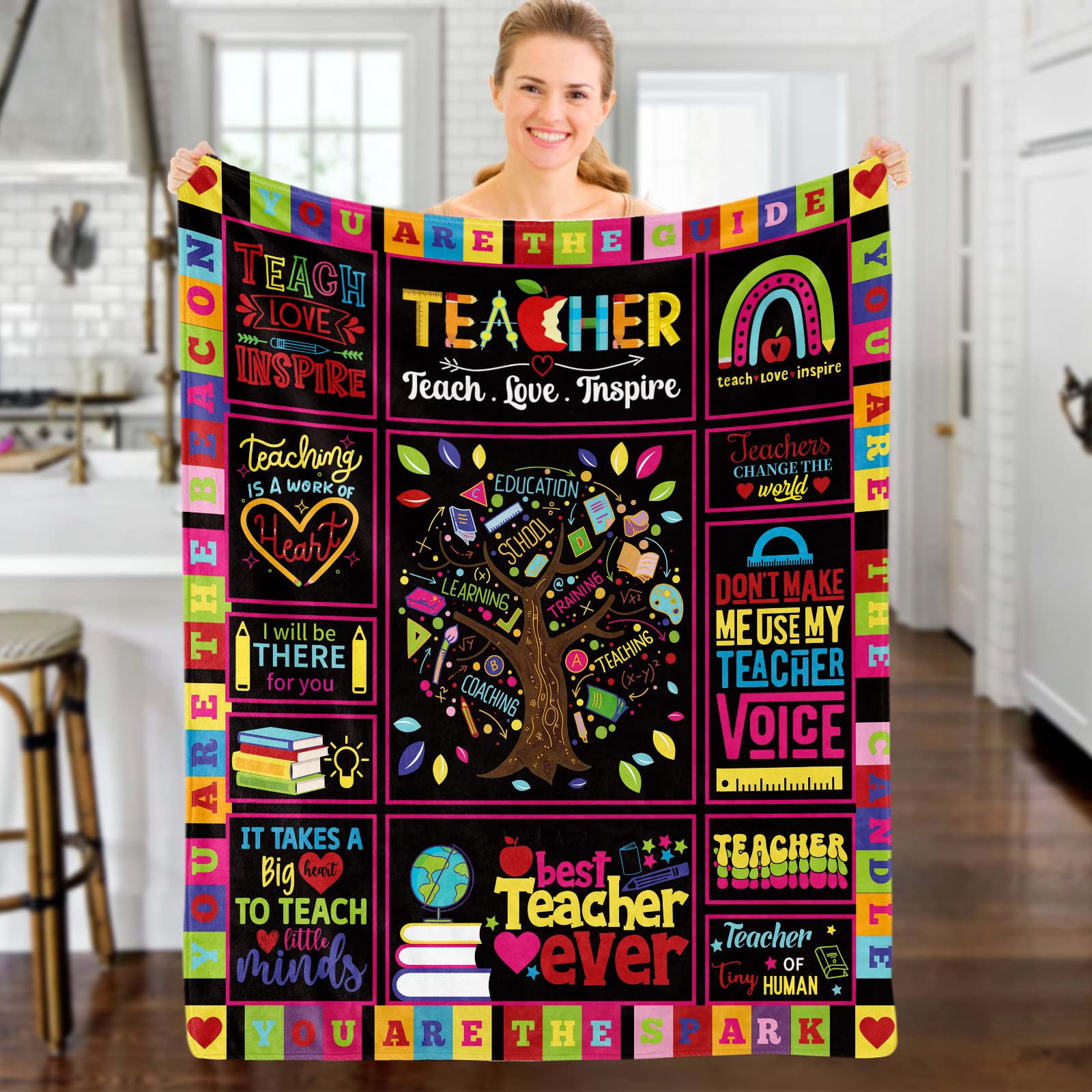 Teacher Gifts for Women Men, Soft Cozy Best Teacher Blanket Throw ...