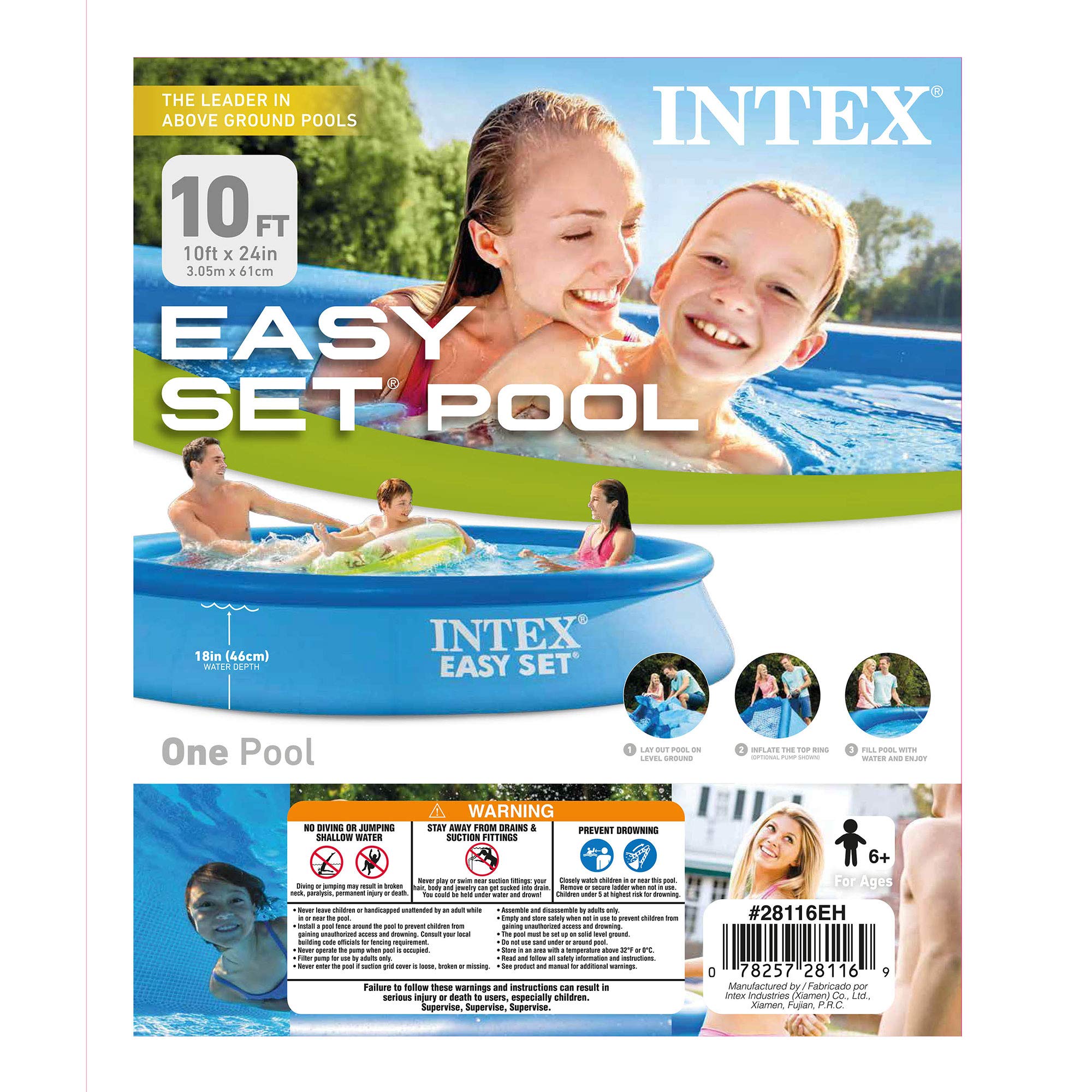 INTEX 28116EH Easy Set Inflatable Swimming Pool: 10ft x 30in – Puncture ...