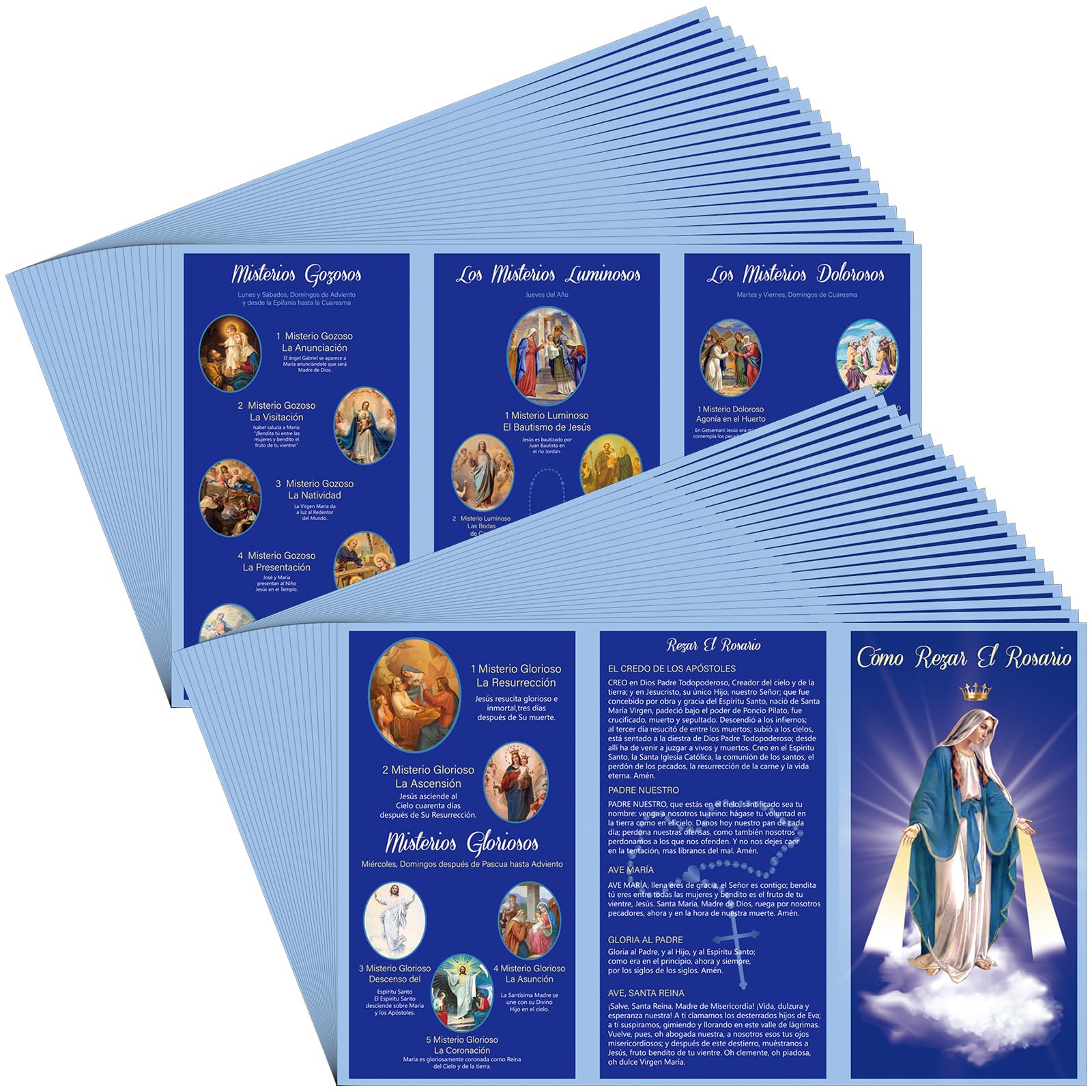 Amazon.com: Motiskyy 50 Pcs Spanish How to Pray the Rosary Prayer Card ...