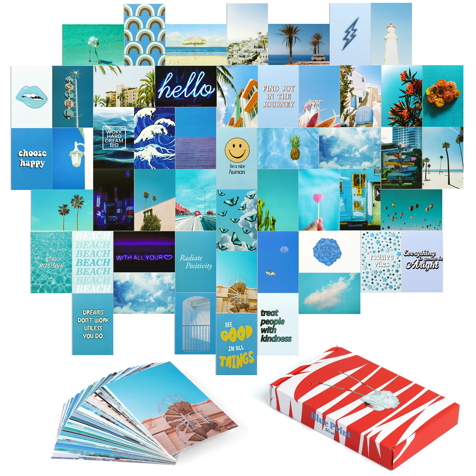 Wall Collage Kit 50 Set Blue Photo Collage Kit Wall | Desertcart Cyprus