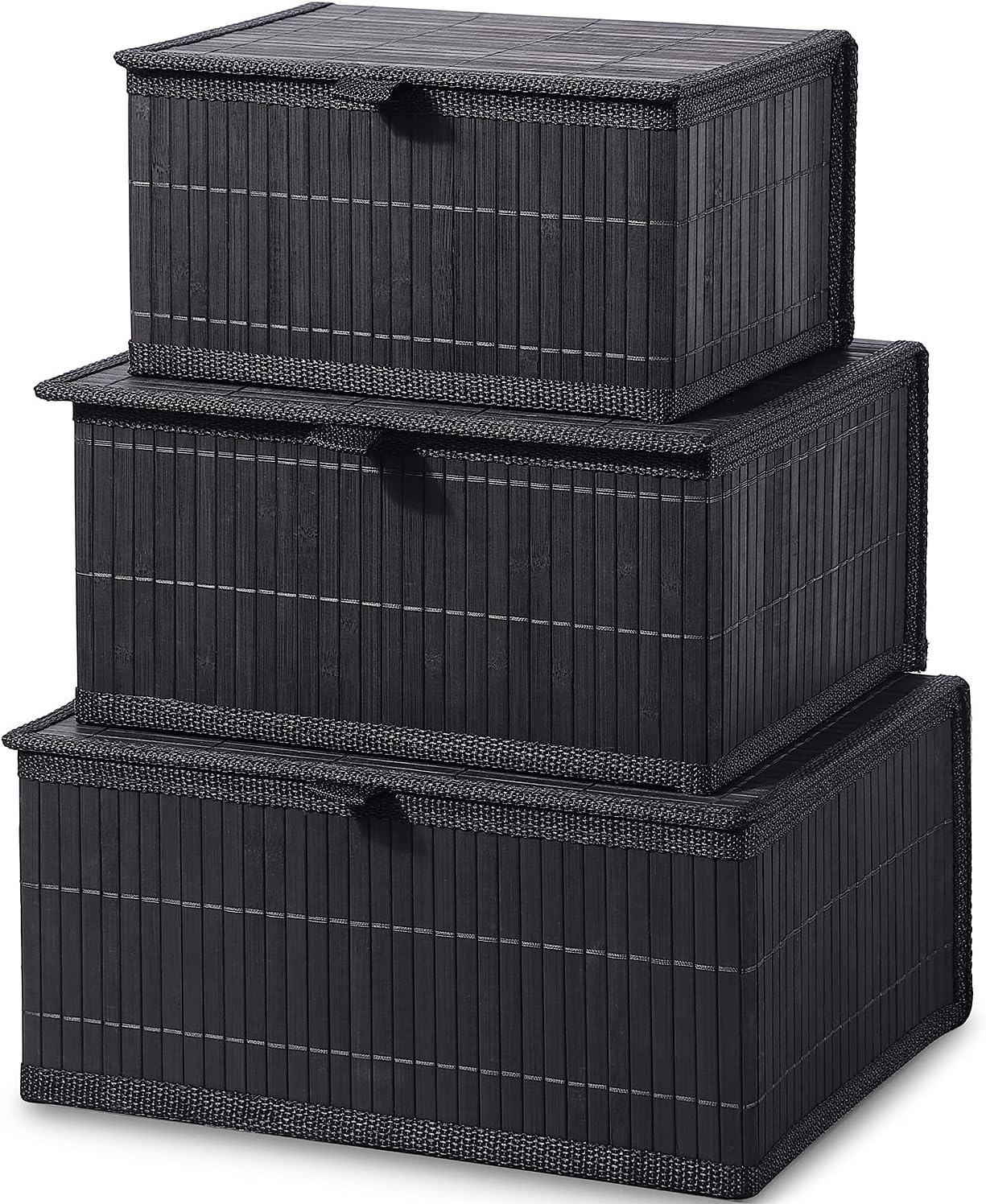 Amazon.com: Honygebia Bamboo Decorative Storage Boxes - Set of 3 Woven ...