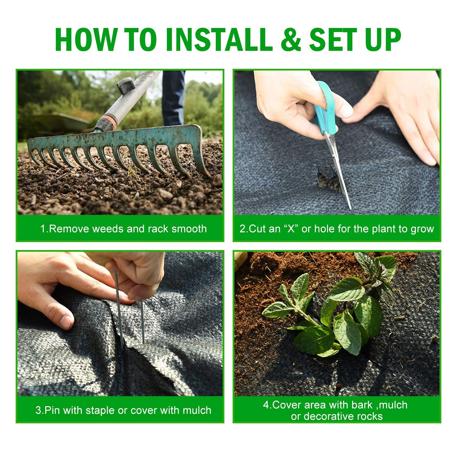 June Fox 5oz Pro Garden Weed Barrier Landscape Fabric, Heavy Duty Weed ...