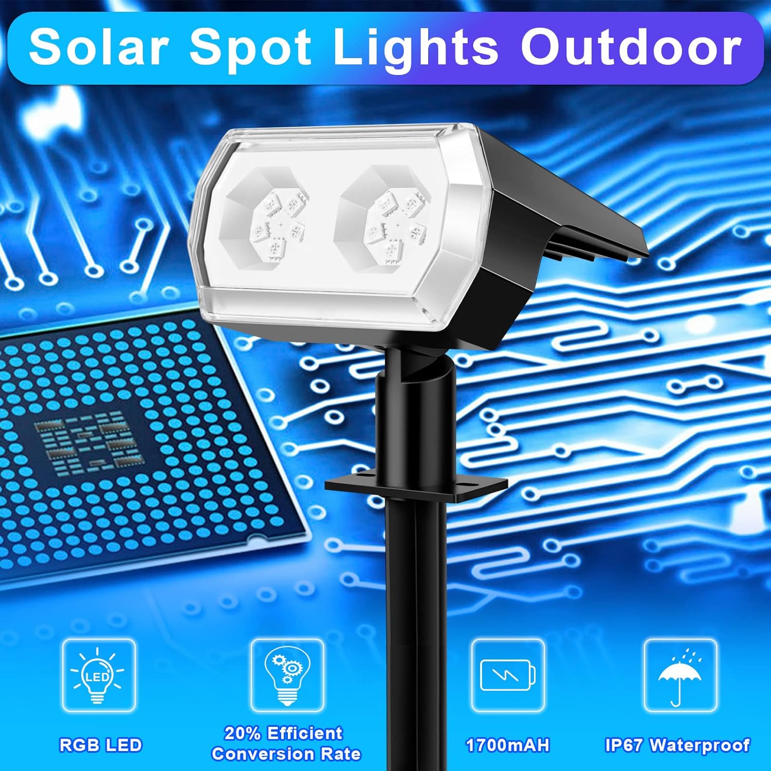 MangoPark Focos solares impermeables para exteriores, 7 modos, IP67 ...