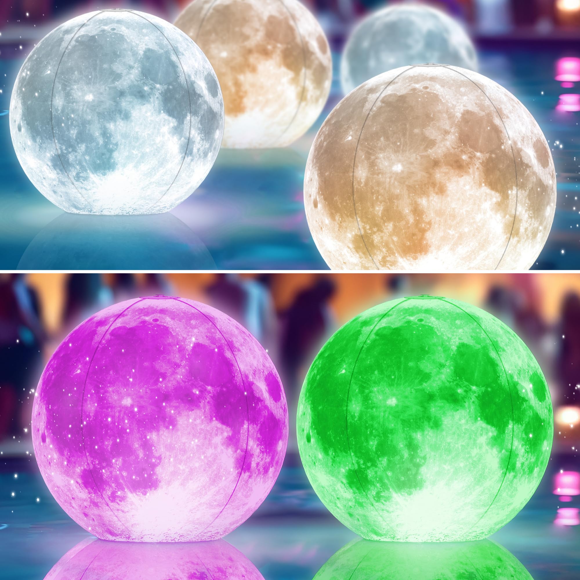Amazon.com : TIALLY Full Moon Floating Pool Lights Solar Powered ...