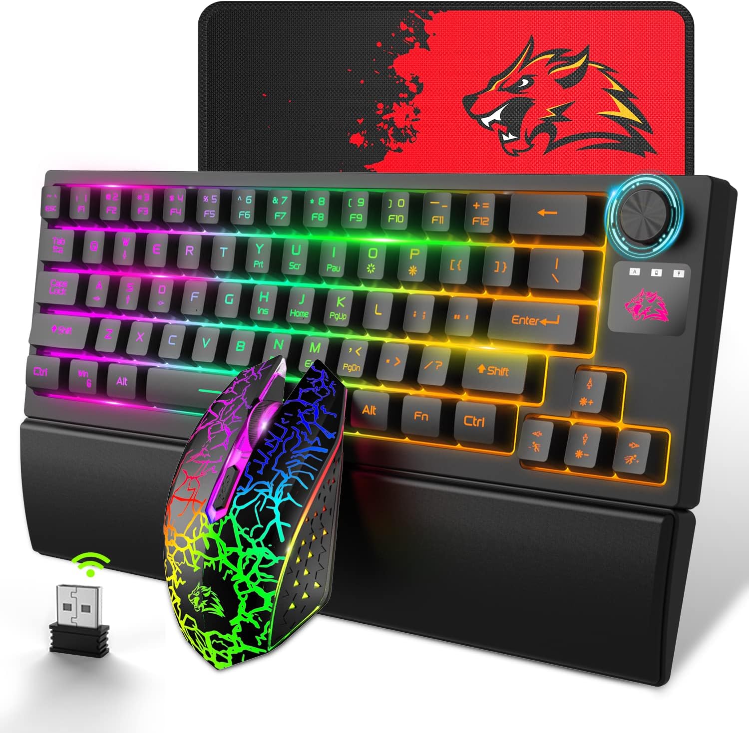 RedThunder K10 Ensemble clavier et souris de jeu sans fil, rétroéclairé ...