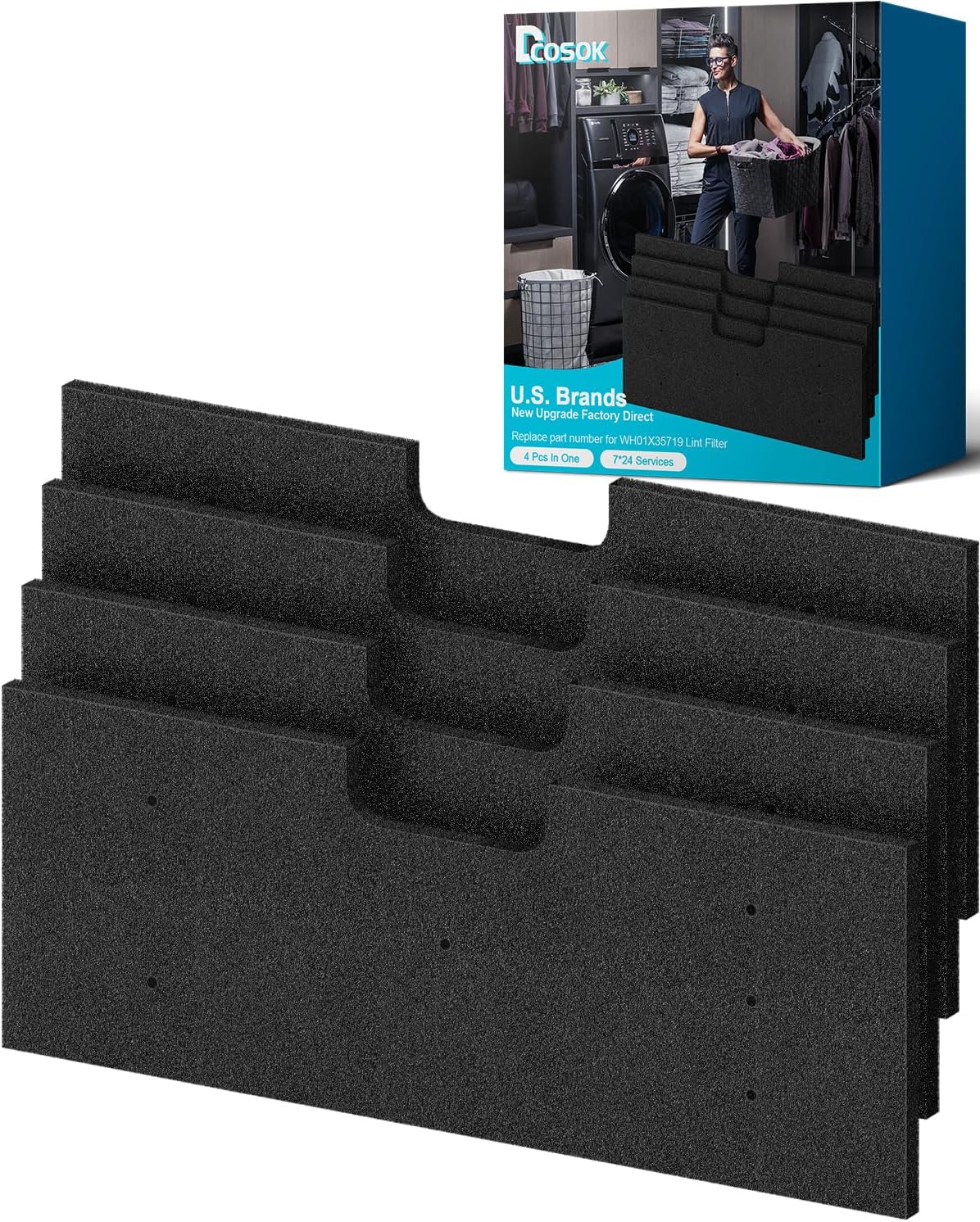 Amazon.com: WH01X35719 Lint Filter, 2-Pack Upgraded Foam Filters for GE ...