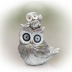 Alpine Corporation 15" Tall Outdoor Solar Powered Owl and Owlet Yard ...