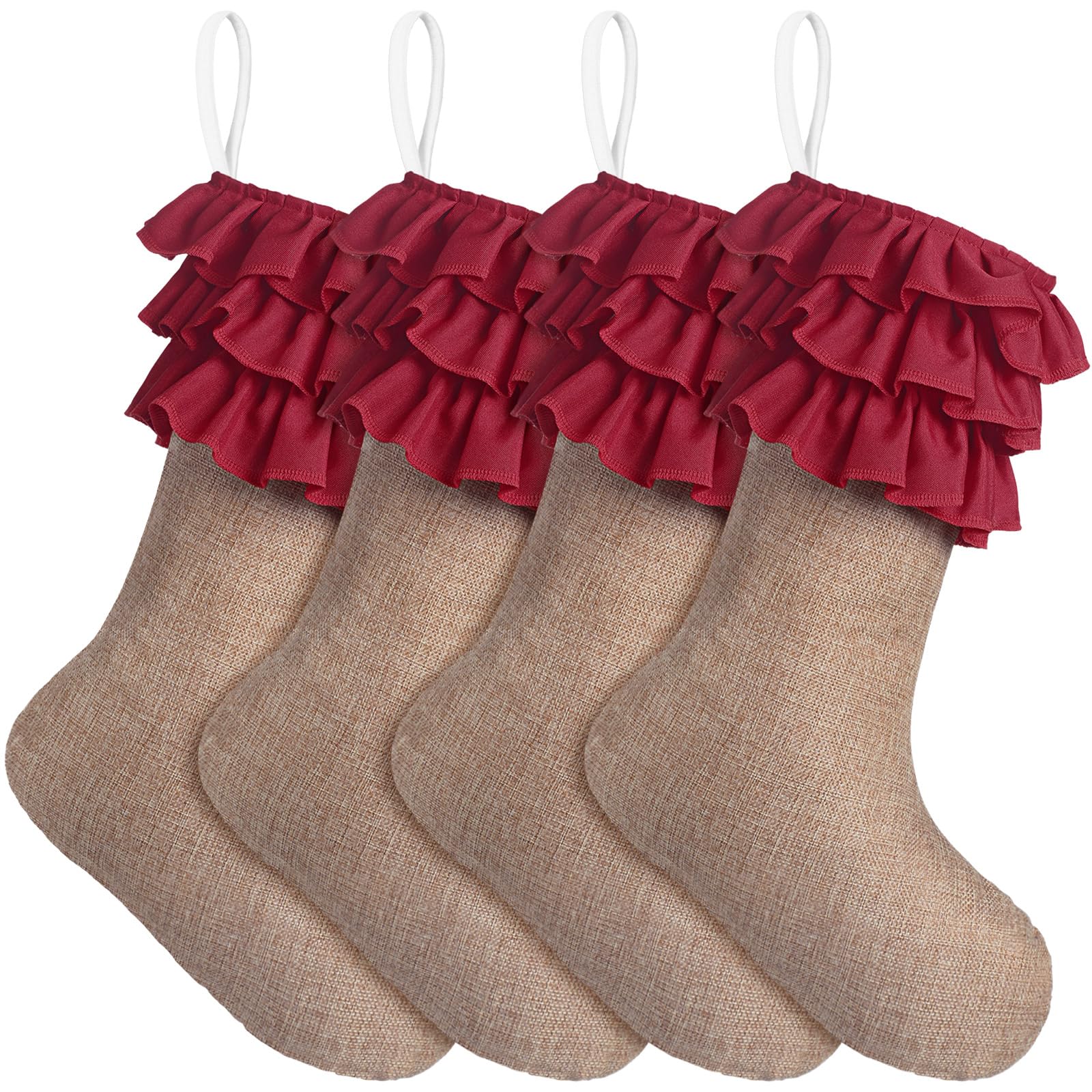 Amazon.com: Cozypower 4 Pack Burlap Christmas Stocking 18 Inch ...
